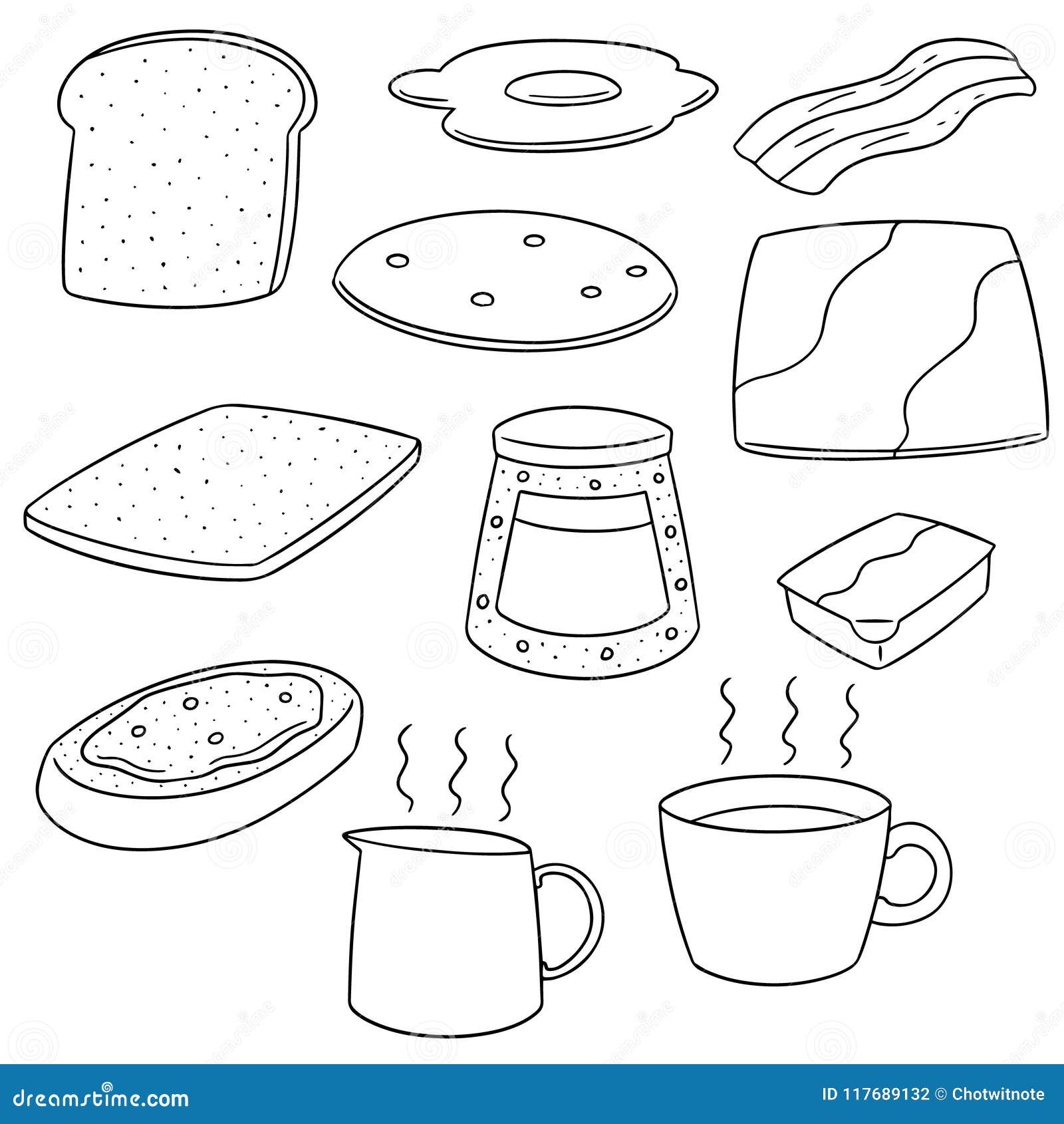 Vector set of breakfast stock vector. Illustration of fried - 117689132