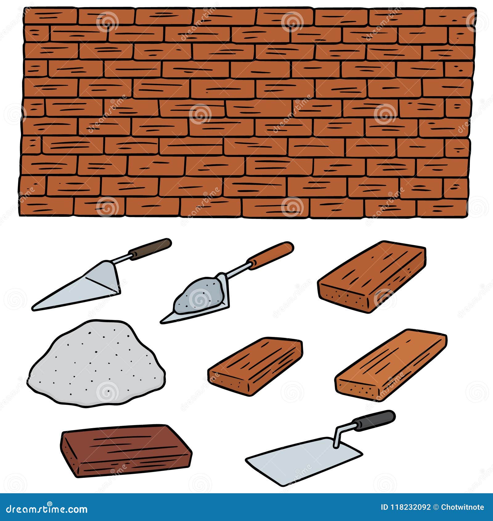 Vector set of bricks stock vector. Illustration of doodle - 118232092