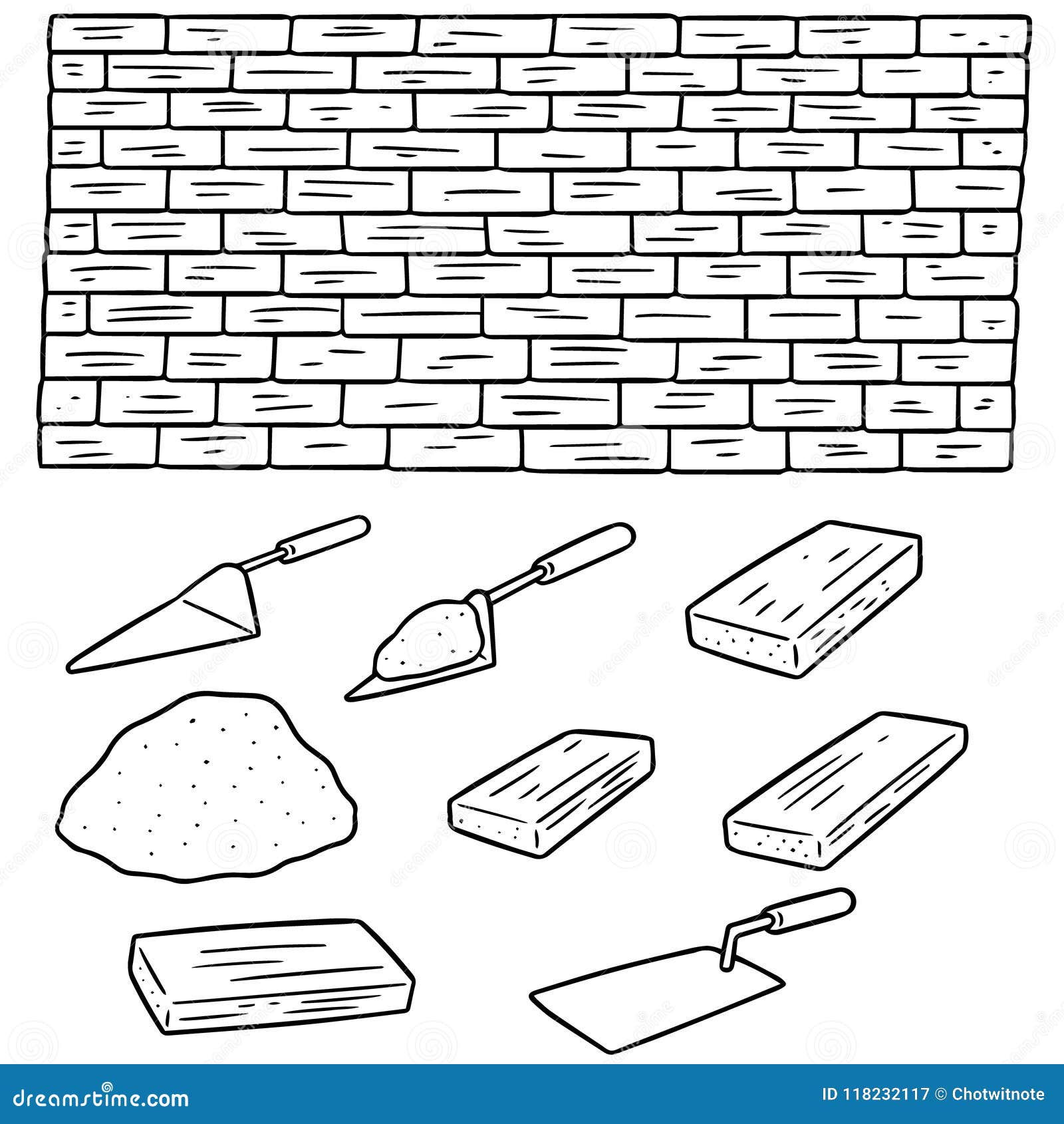 Vector set of bricks stock vector. Illustration of draw - 118232117