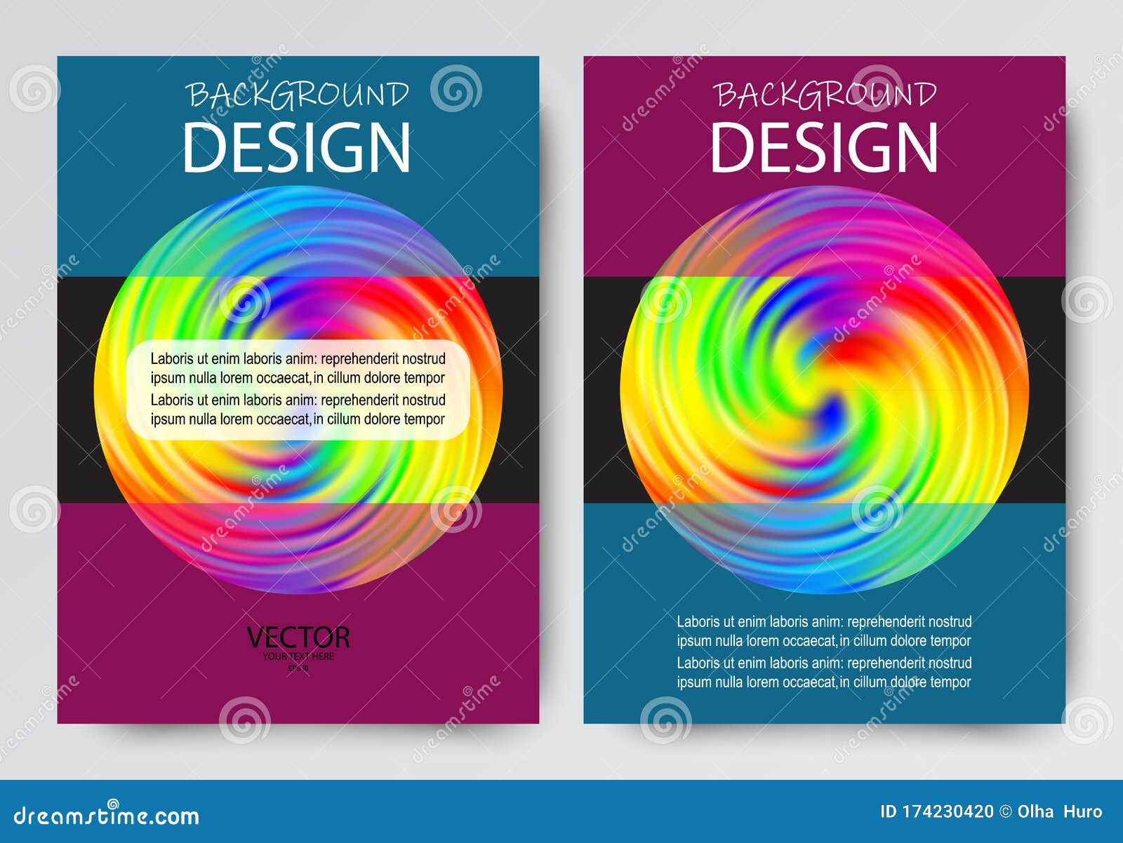Vector Set of Bright Abstract Backgrounds. Multi-colored Vortex Stock ...