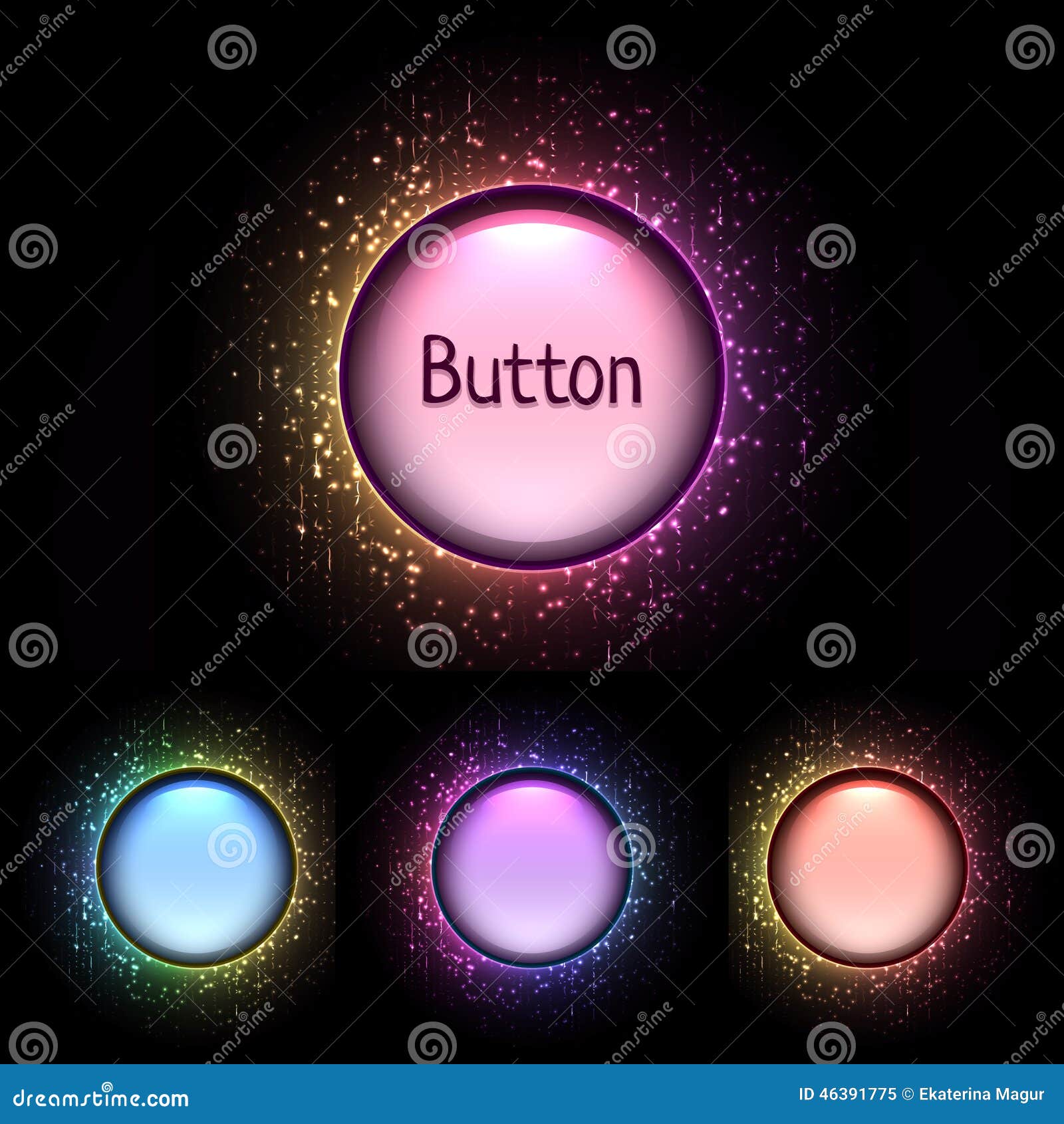 Vector Set of Bright Color Shiny Buttons Stock Vector - Illustration of ...