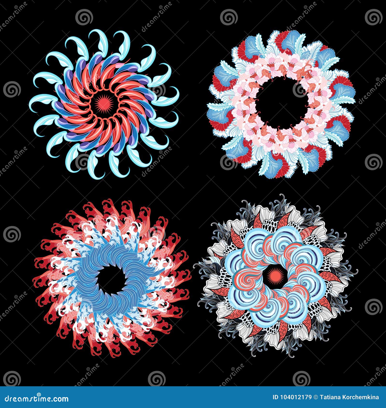 Vector Set of Bright Interesting Circular Abstractions Stock Vector ...