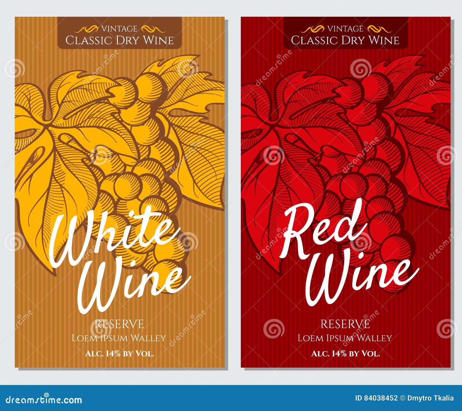 Vector Set of Bright Labels for White and Red Wine Stock Vector ...