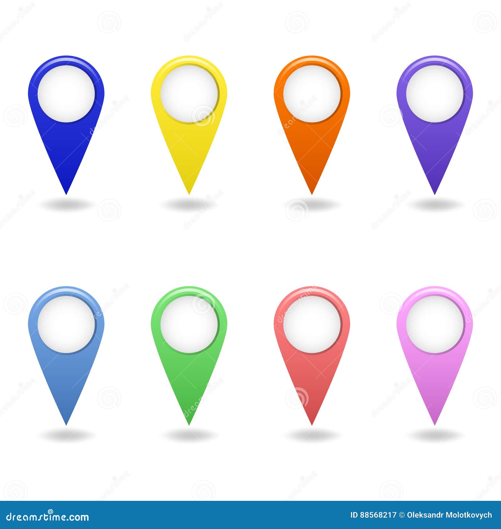 Vector Set Of Bright Map Pointers Stock Vector Illustration Of