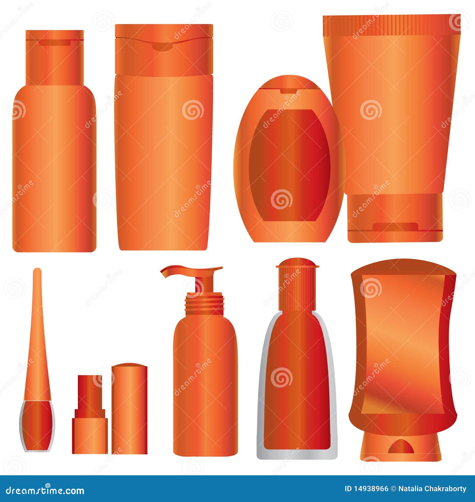 Vector Set of Bright Orange Cosmetics Packages Stock Vector ...