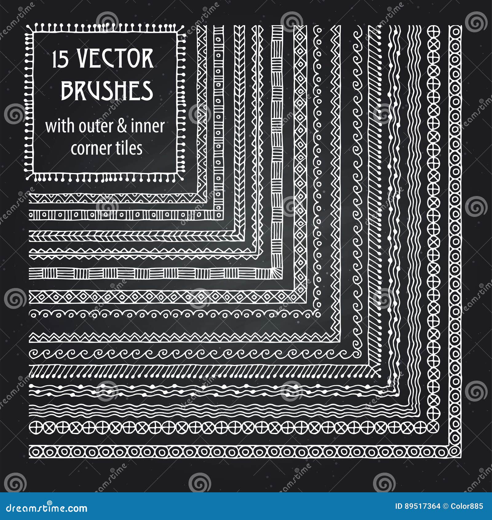 Vector Set of Brushes with Outer and Inner Corner Tiles Stock Vector ...