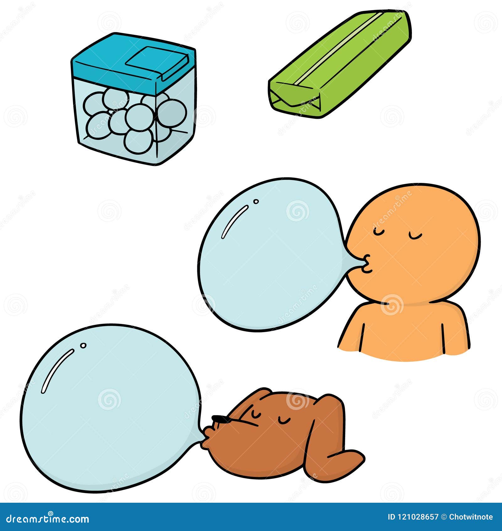Vector set of bubble gum stock vector. Illustration of drawn - 121028657