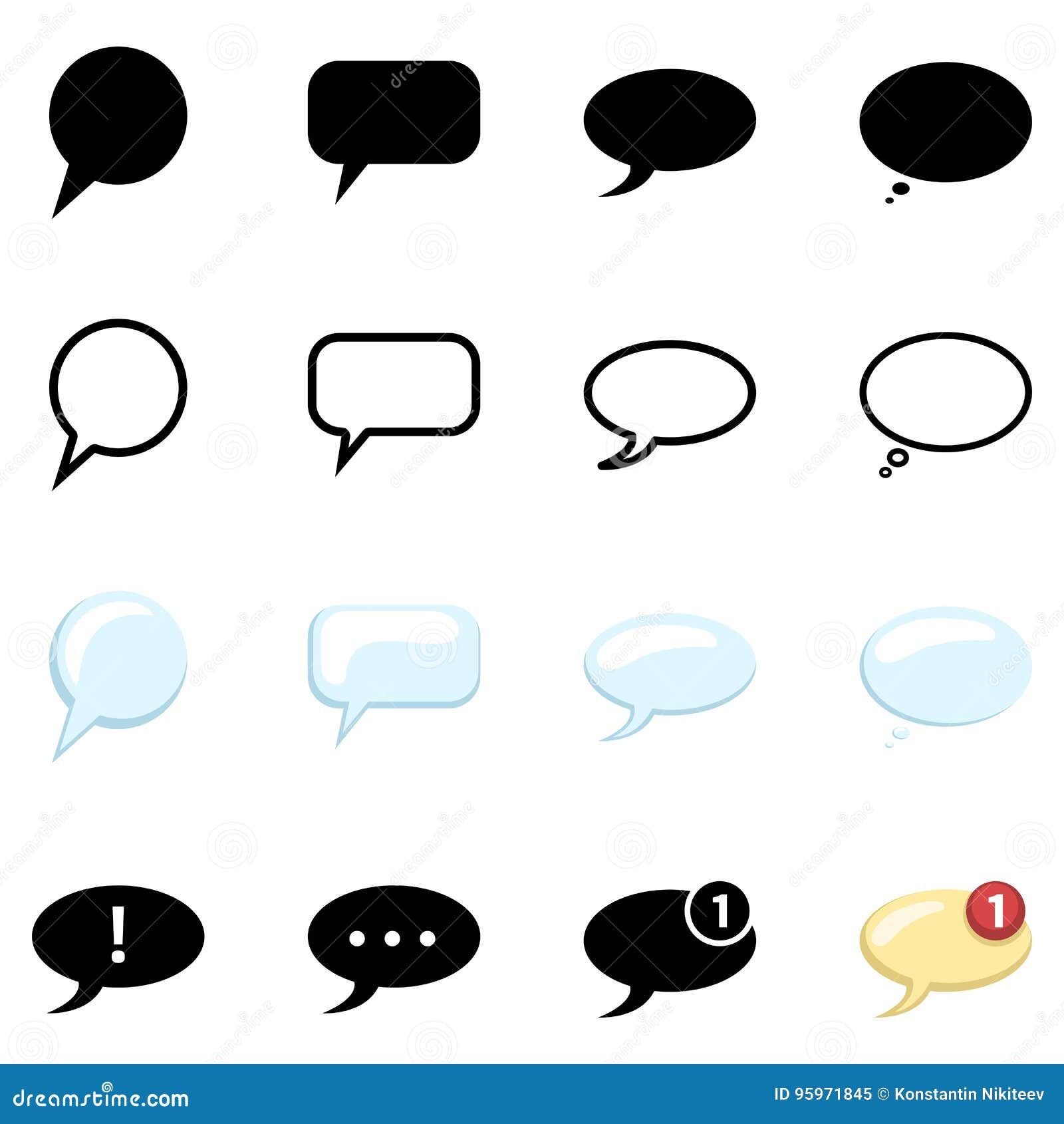 Vector Set of Bubble Icons stock vector. Illustration of communications ...