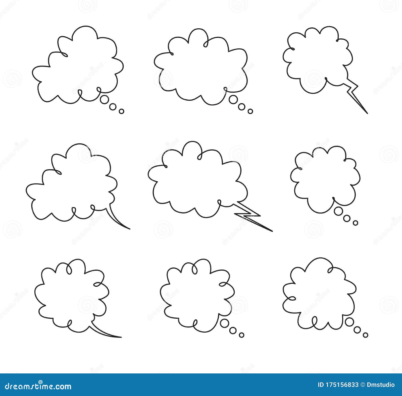 Vector Set of Bubbles for Thinking or Speech Text Stock Vector ...