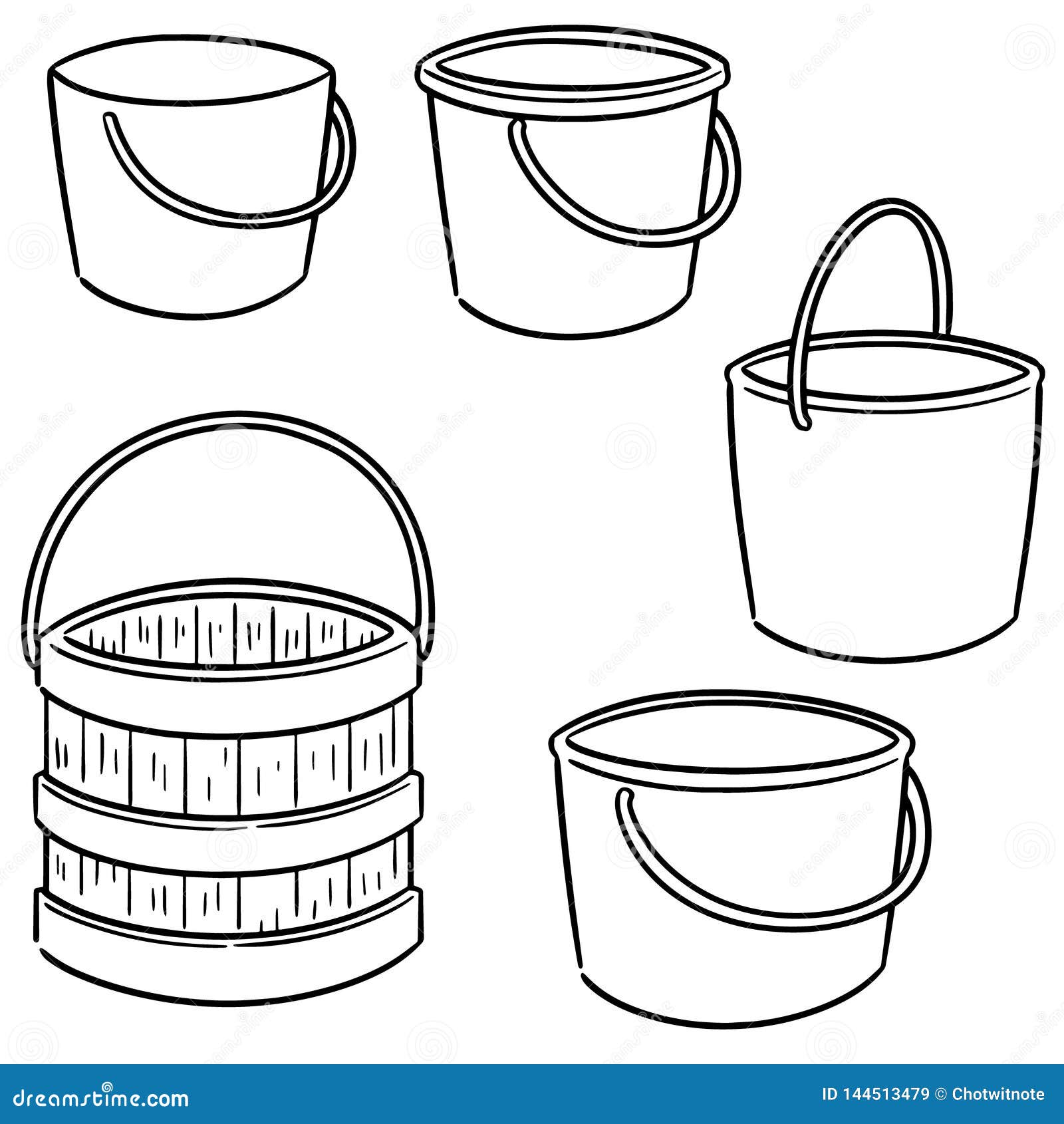 Vector set of bucket stock vector. Illustration of container - 144513479