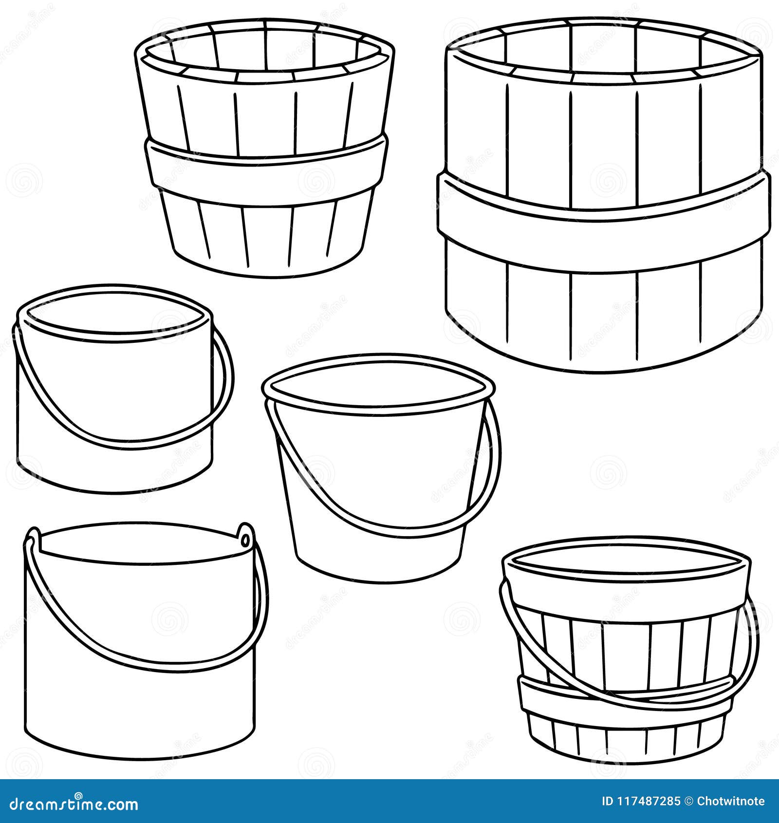 Vector set of bucket stock vector. Illustration of plastic - 117487285