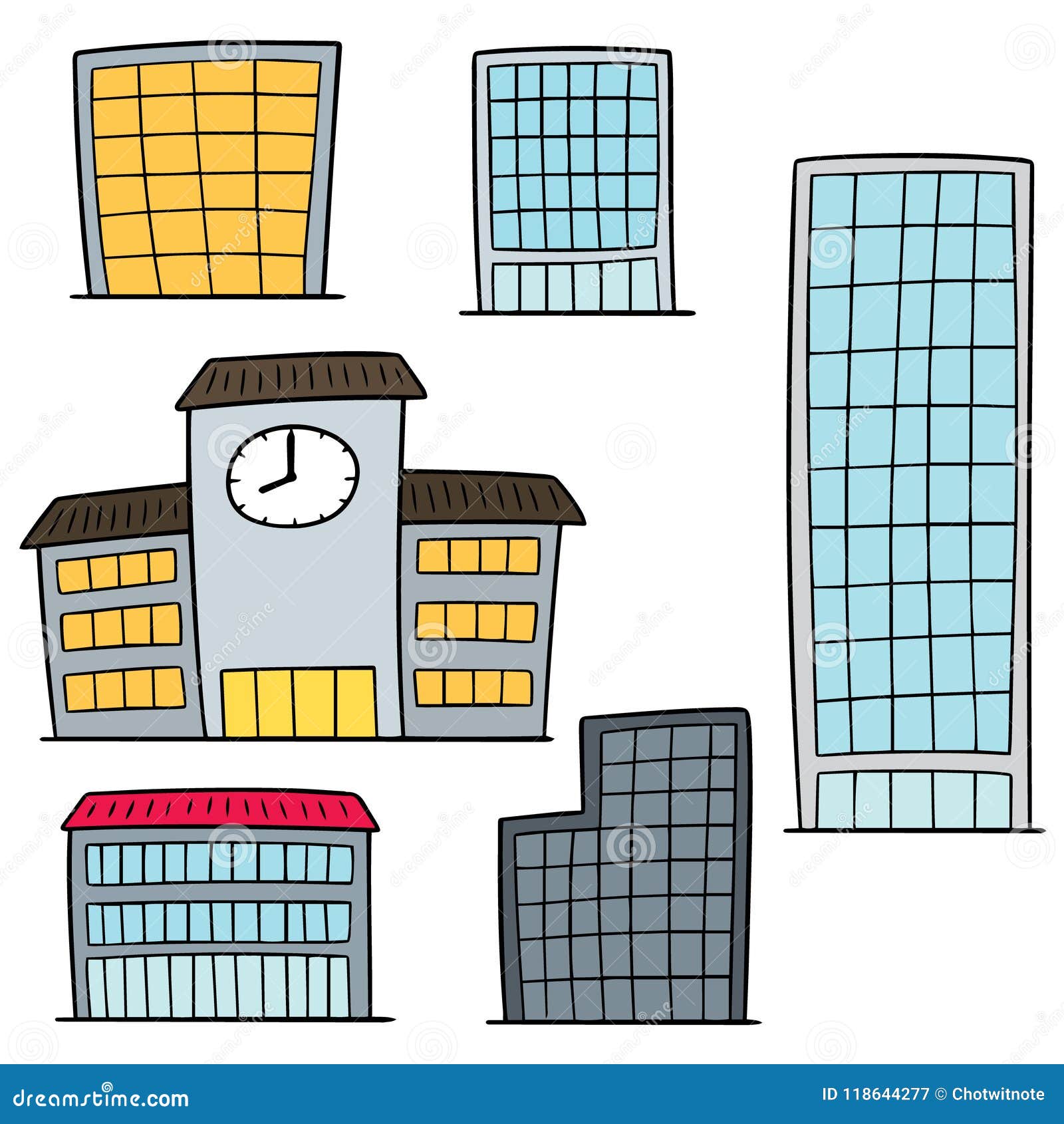 Vector set of building stock vector. Illustration of cute - 118644277
