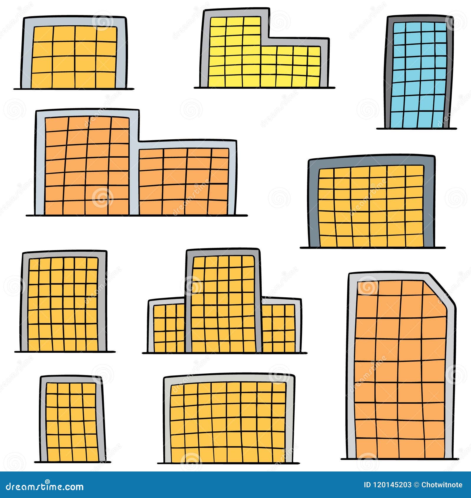 Vector set of building stock vector. Illustration of drawn - 120145203