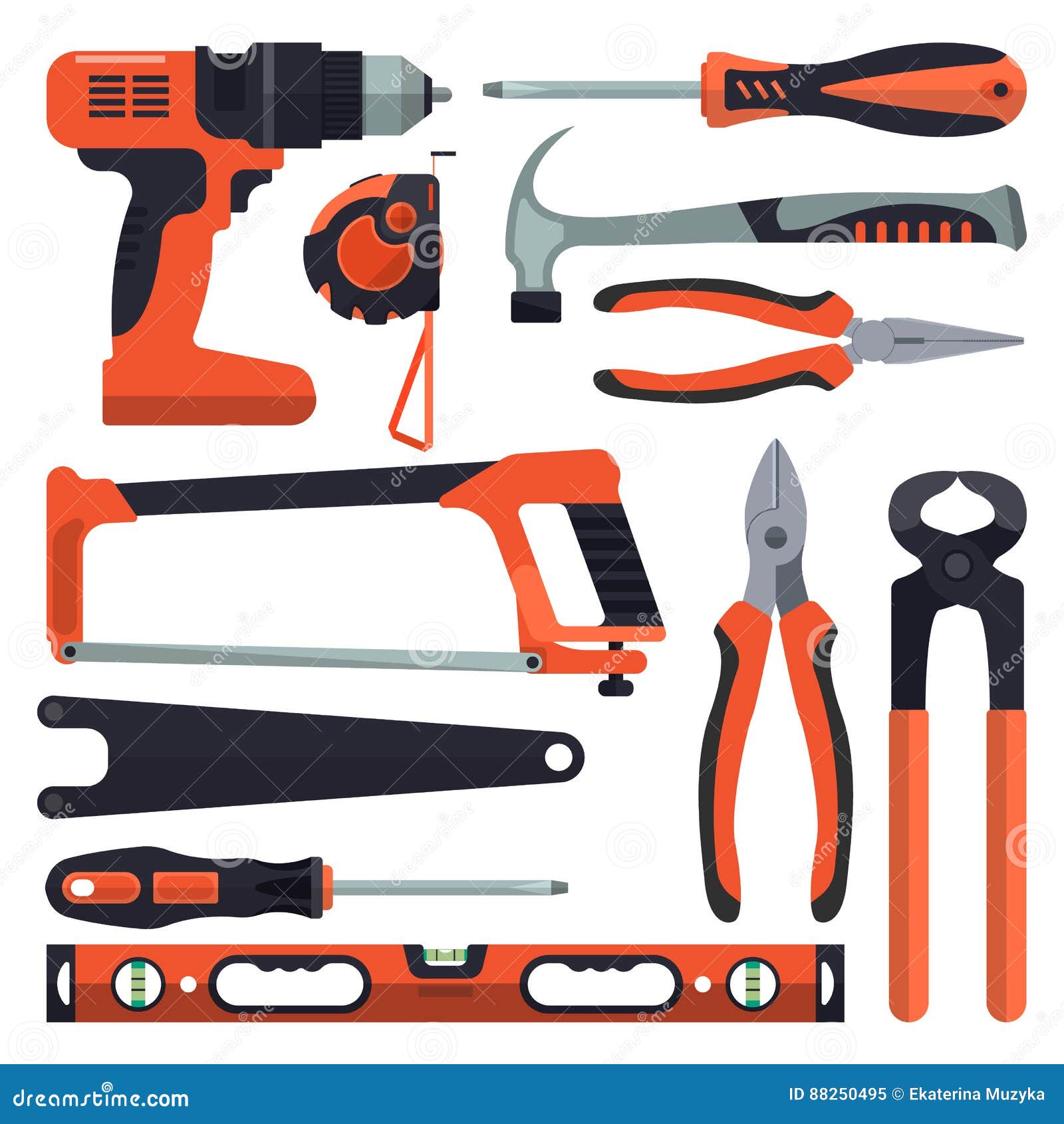 Set Of Building Tools. Buildings Tools Icons Set. Flat Design Symbols ...