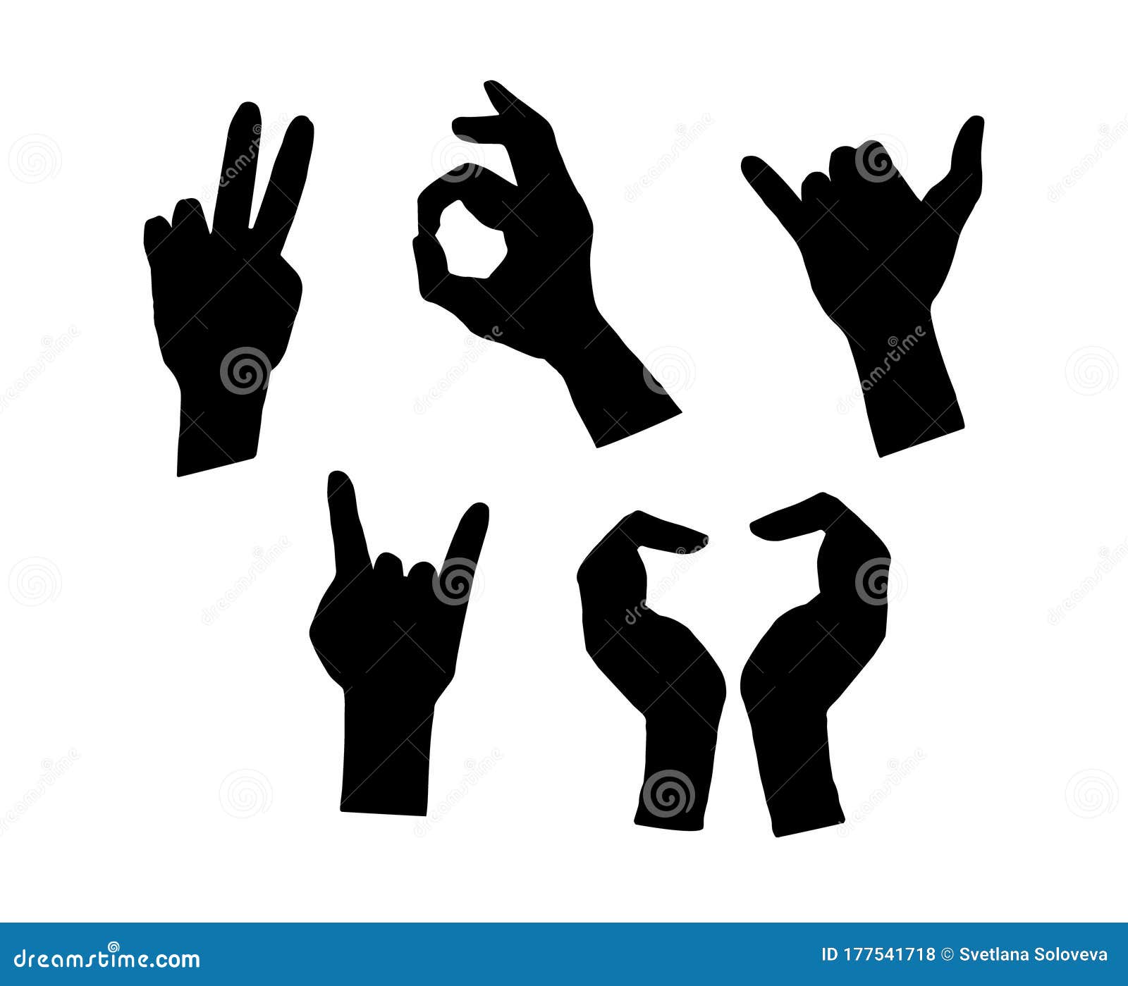 Vector Set Bundle of Black Arm Signs Silhouette Stock Vector ...