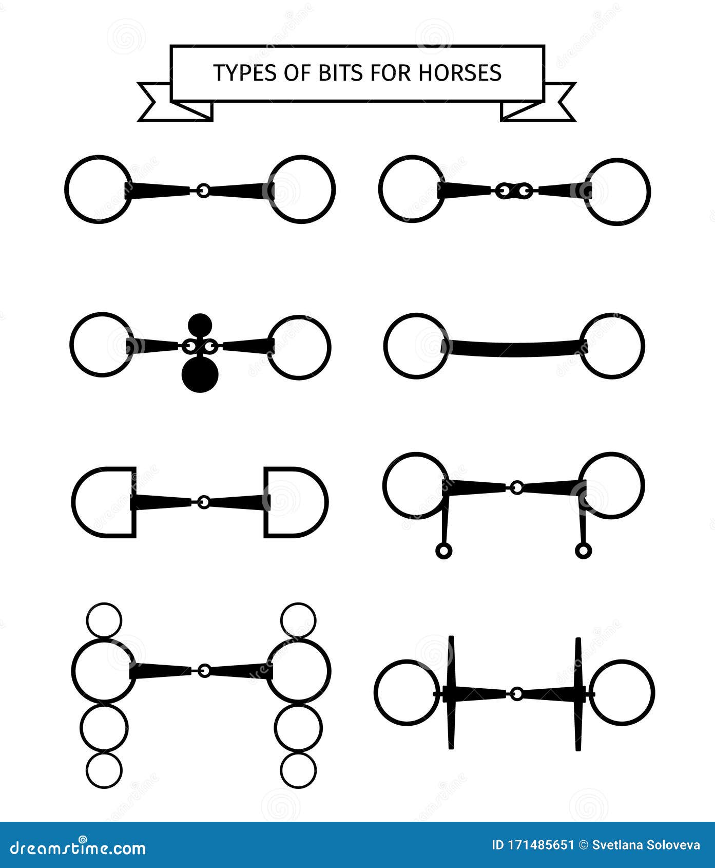 Vector Set Bundle Of Black Horse Bit Silhouette Royalty-Free Stock ...