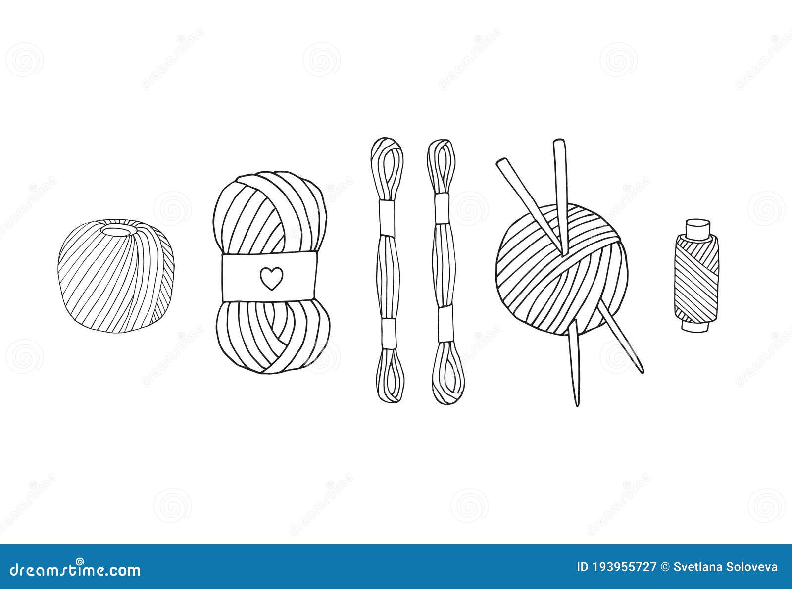 Vector Set Bundle of Different Sketch Threads Stock Illustration ...