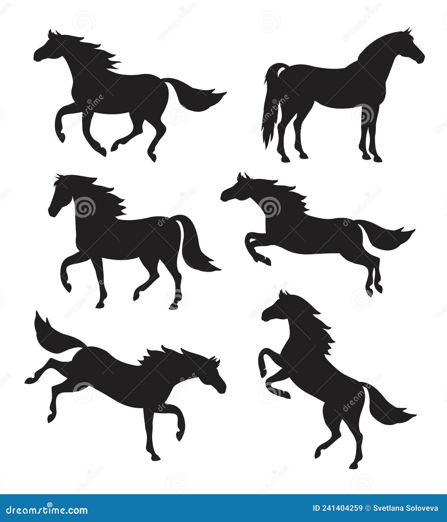 Horse Poses. Wild Horses Walking Or Gallop Running Pose, Arabian Mare ...