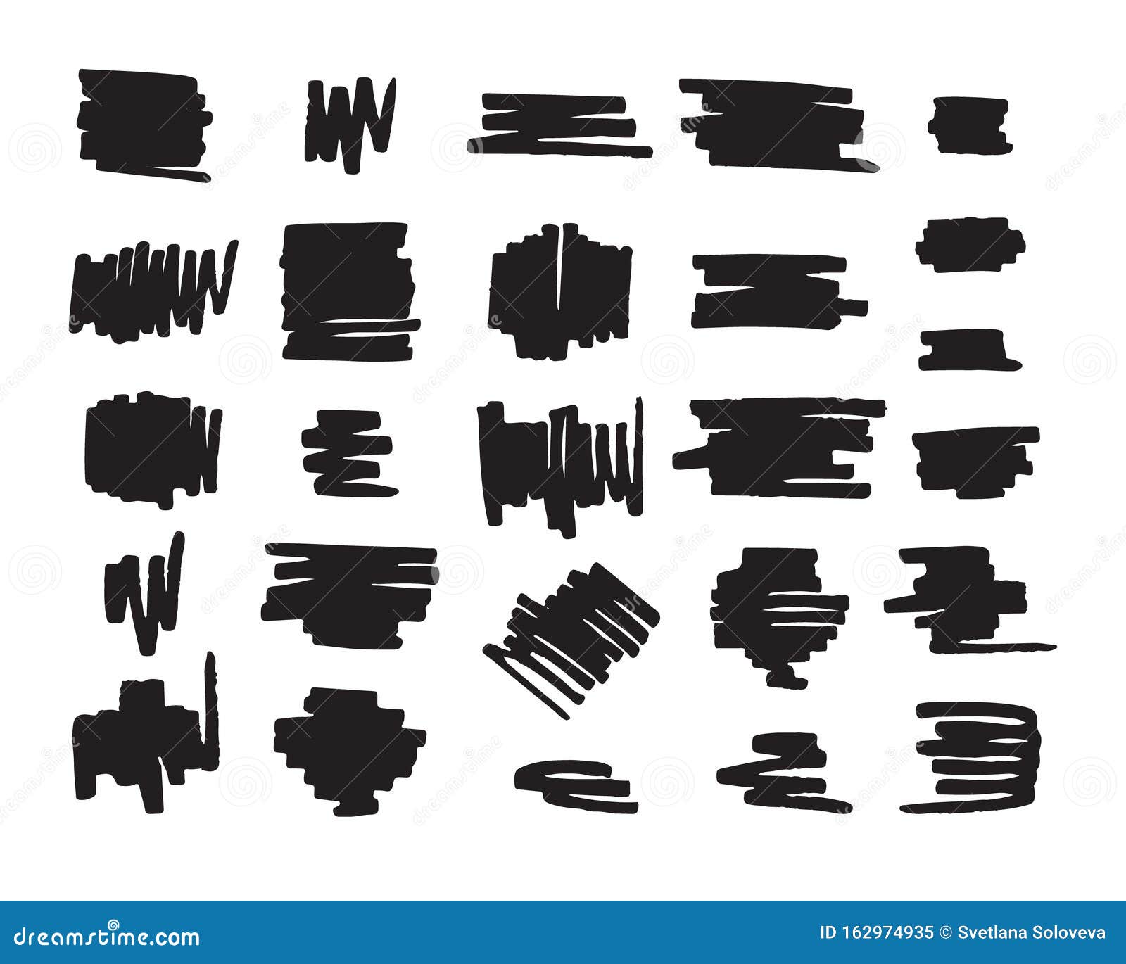 Vector Set Bundle of Hand Drawn Black Brush Lines Stock Illustration ...