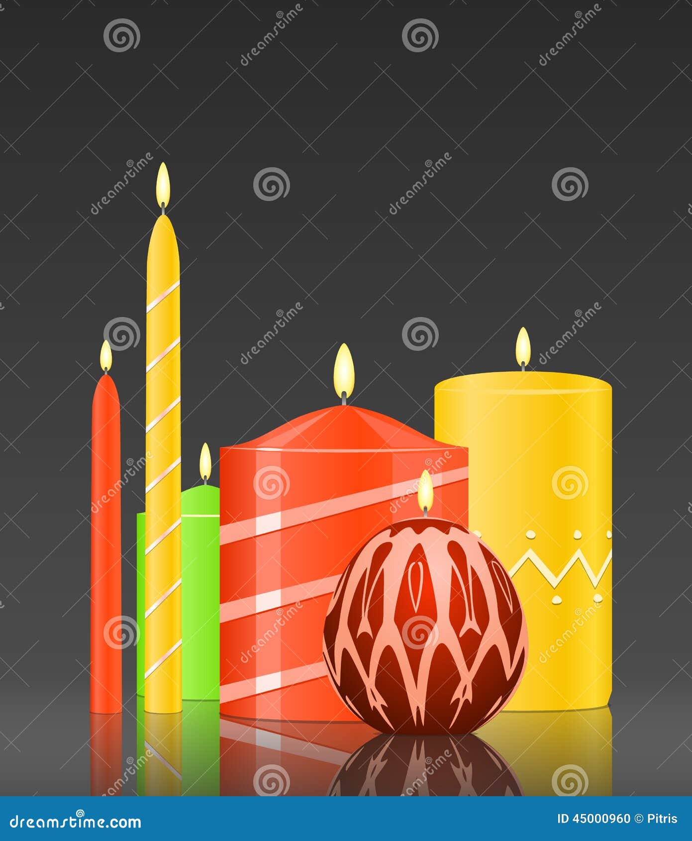 Vector set burning candles stock vector. Illustration of decoration ...