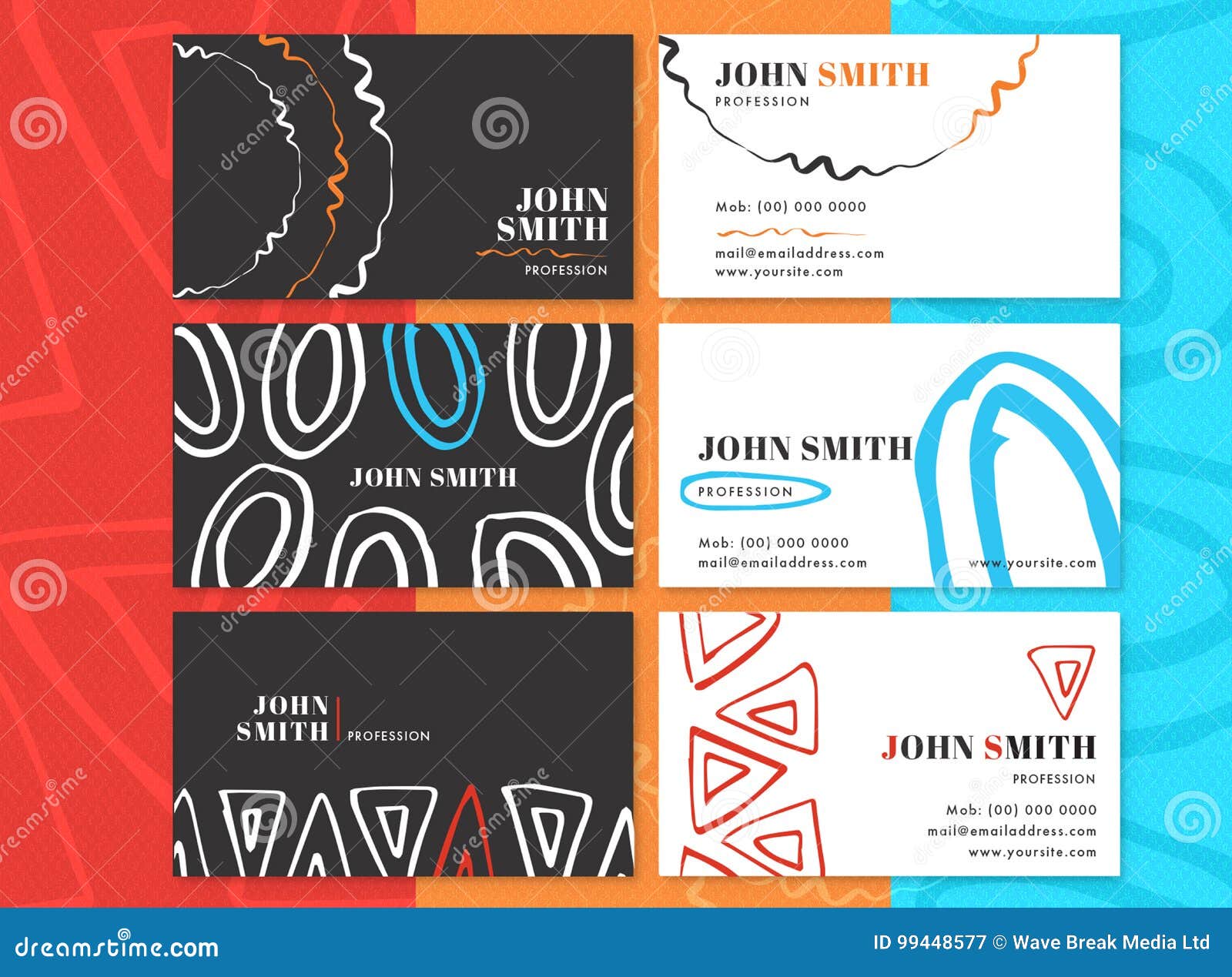 Vector Set of Business Card with John Smith Text Stock Vector ...
