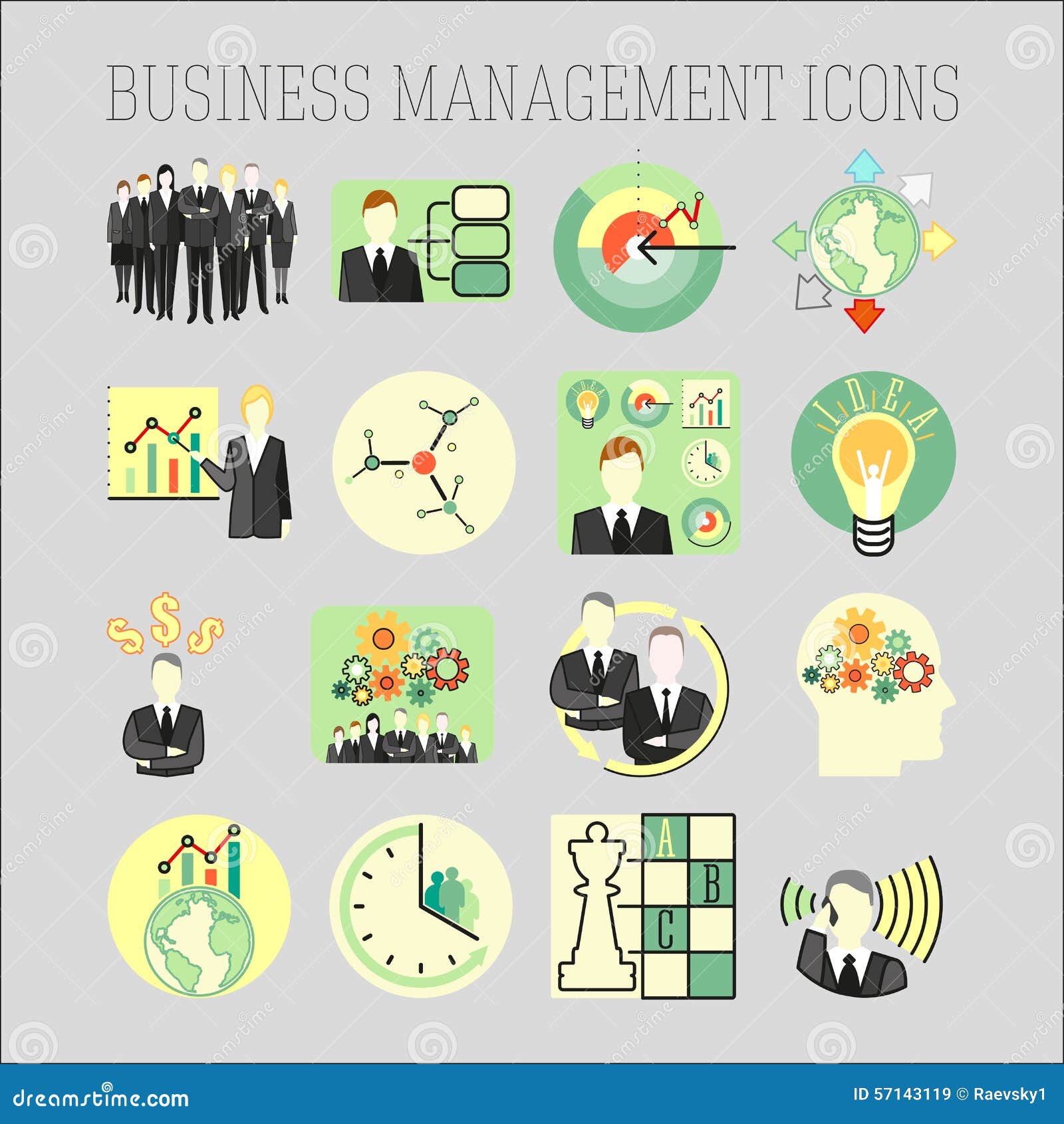 Vector Set of a Business and Management Icons Stock Vector ...