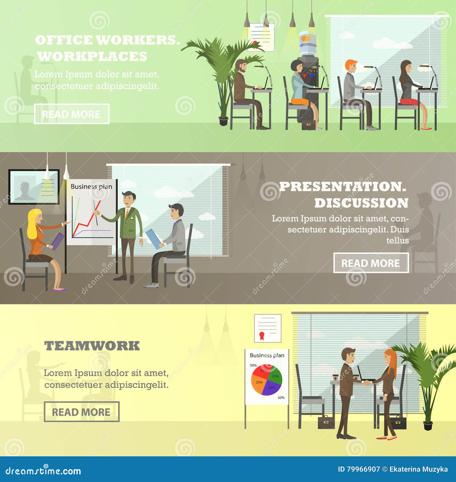 Vector Set of Business Presentations and Meetings Banners. Flat Design ...