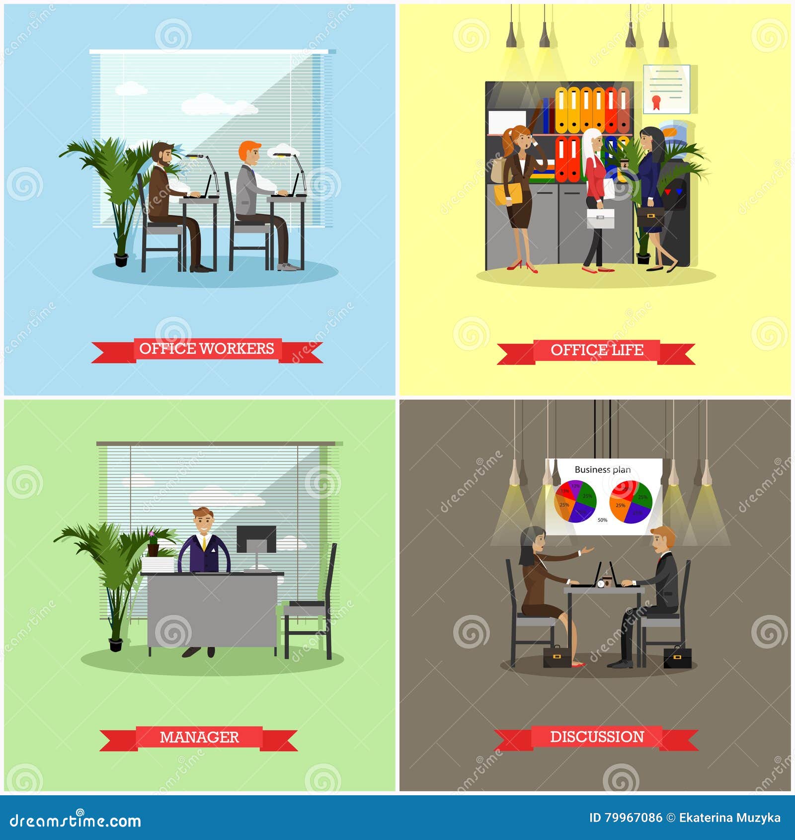 Vector Set of Business Presentations and Meetings Banners. Flat Design ...