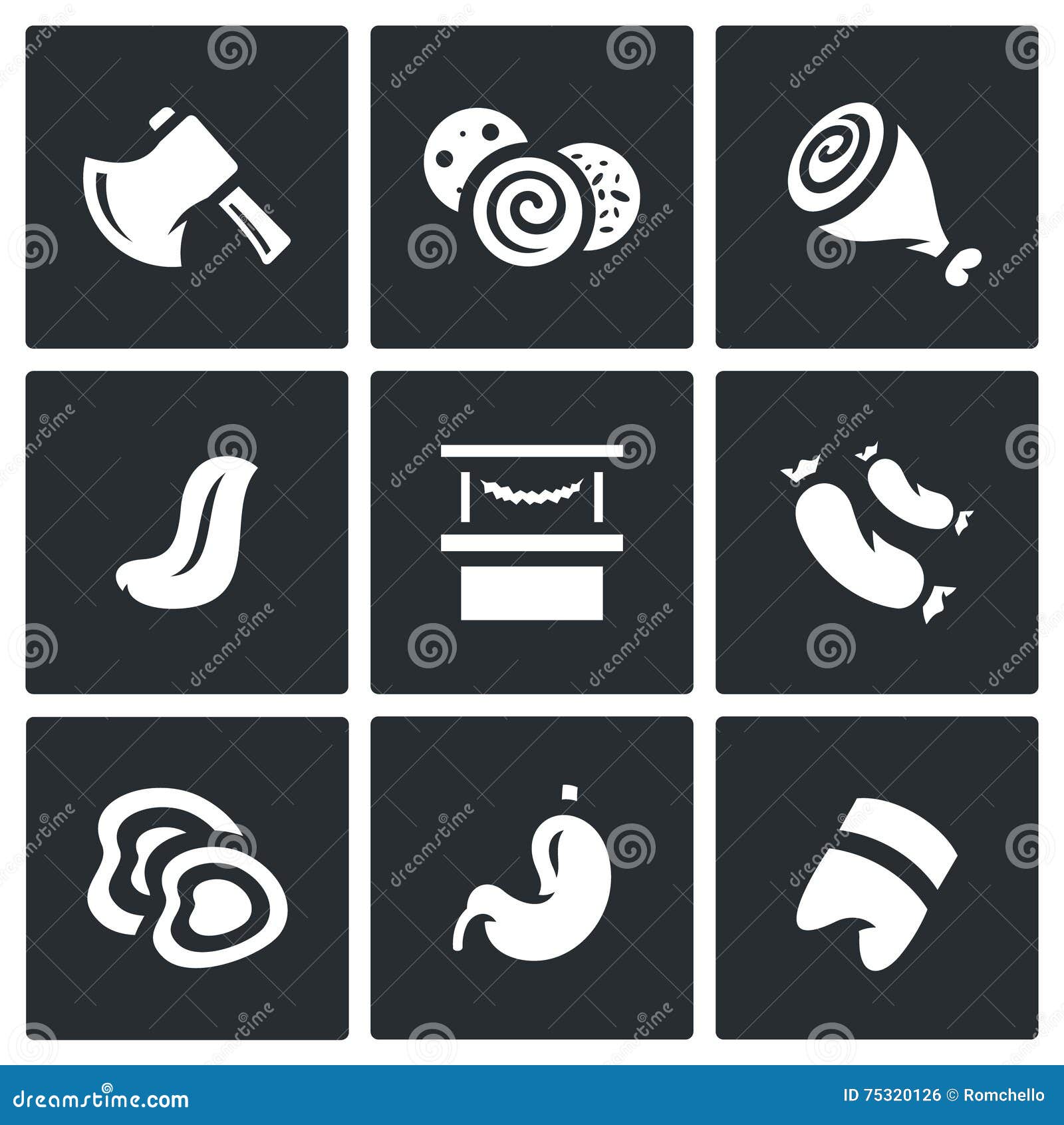 Vector Set of Butcher Shop Icons. Stock Vector - Illustration of grill ...