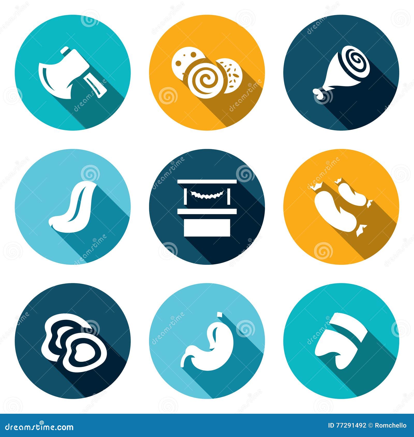 Vector Set of Butcher Shop Icons. Stock Vector - Illustration of animal ...