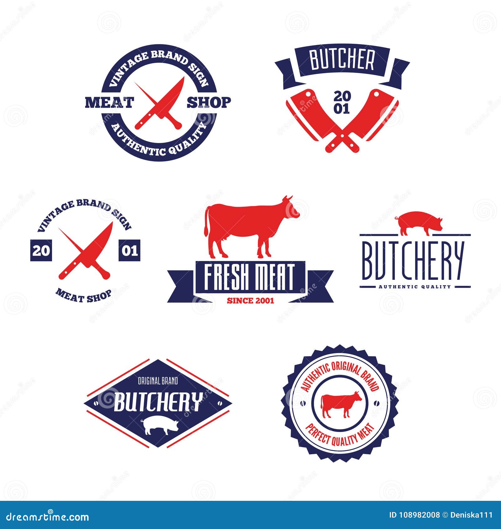 Vector Set of Butchery Labels, Badges and Design Elements Stock Vector ...