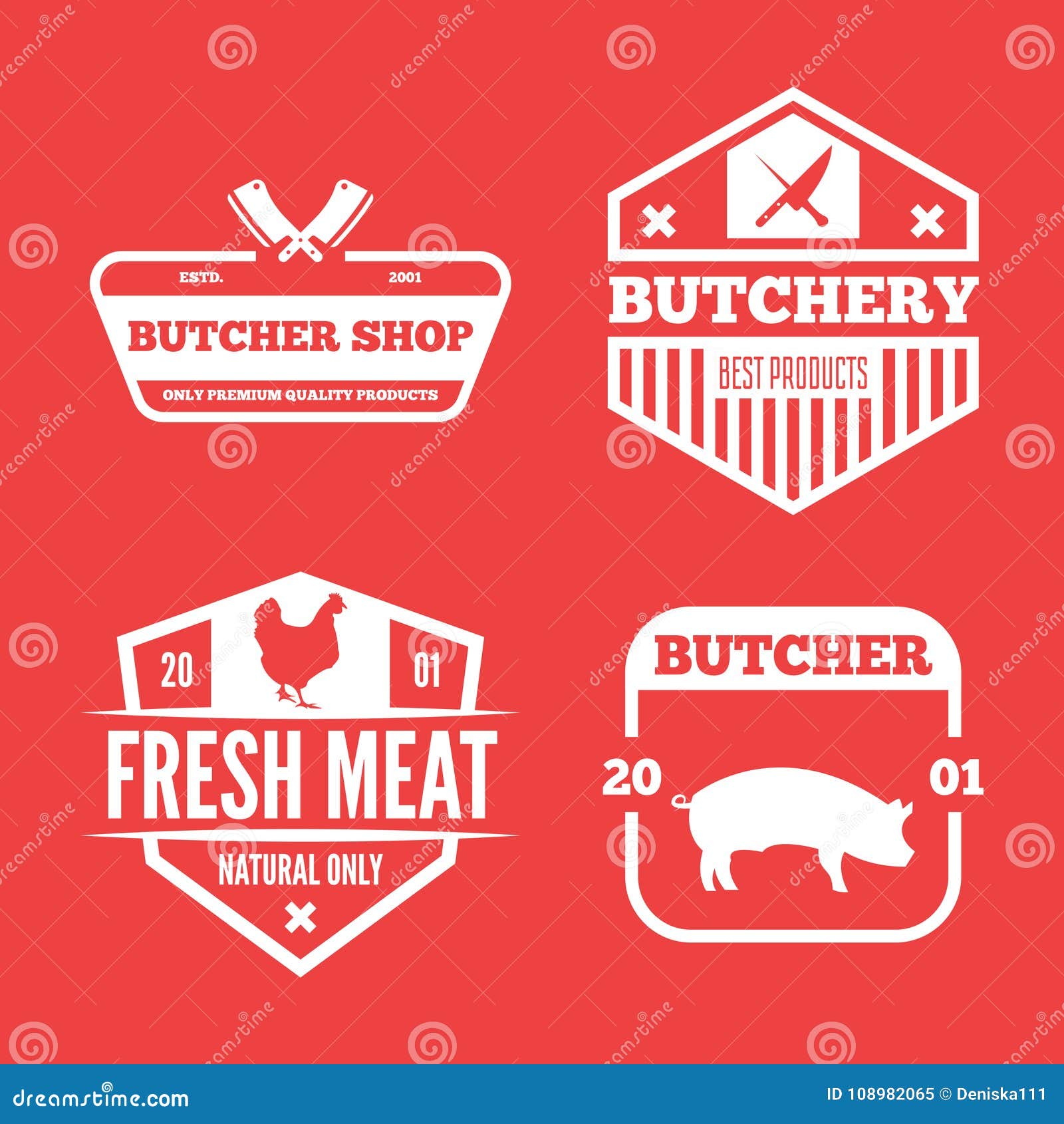 Vector Set of Butchery Labels, Badges and Design Elements Stock Vector ...