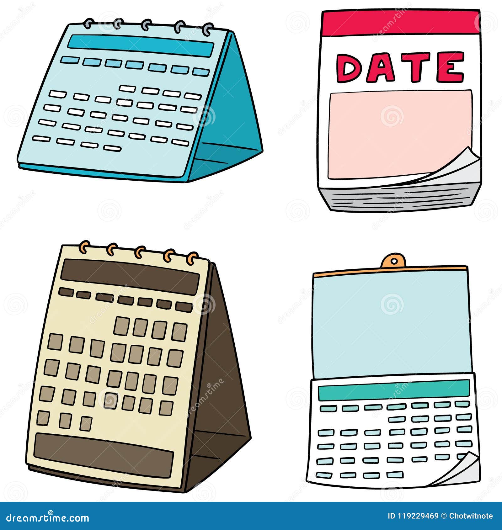 Vector set of calendar stock vector. Illustration of happy - 119229469