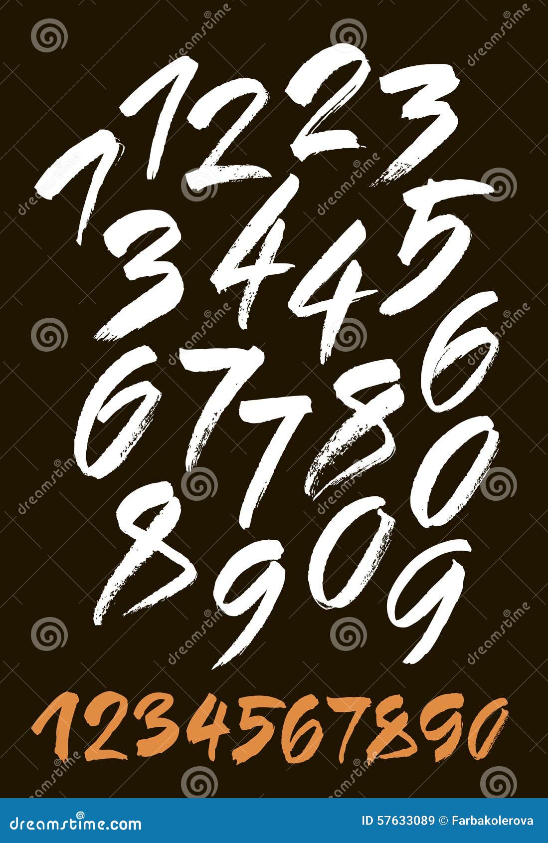 Vector Set of Calligraphic Acrylic or Ink Numbers Stock Vector ...