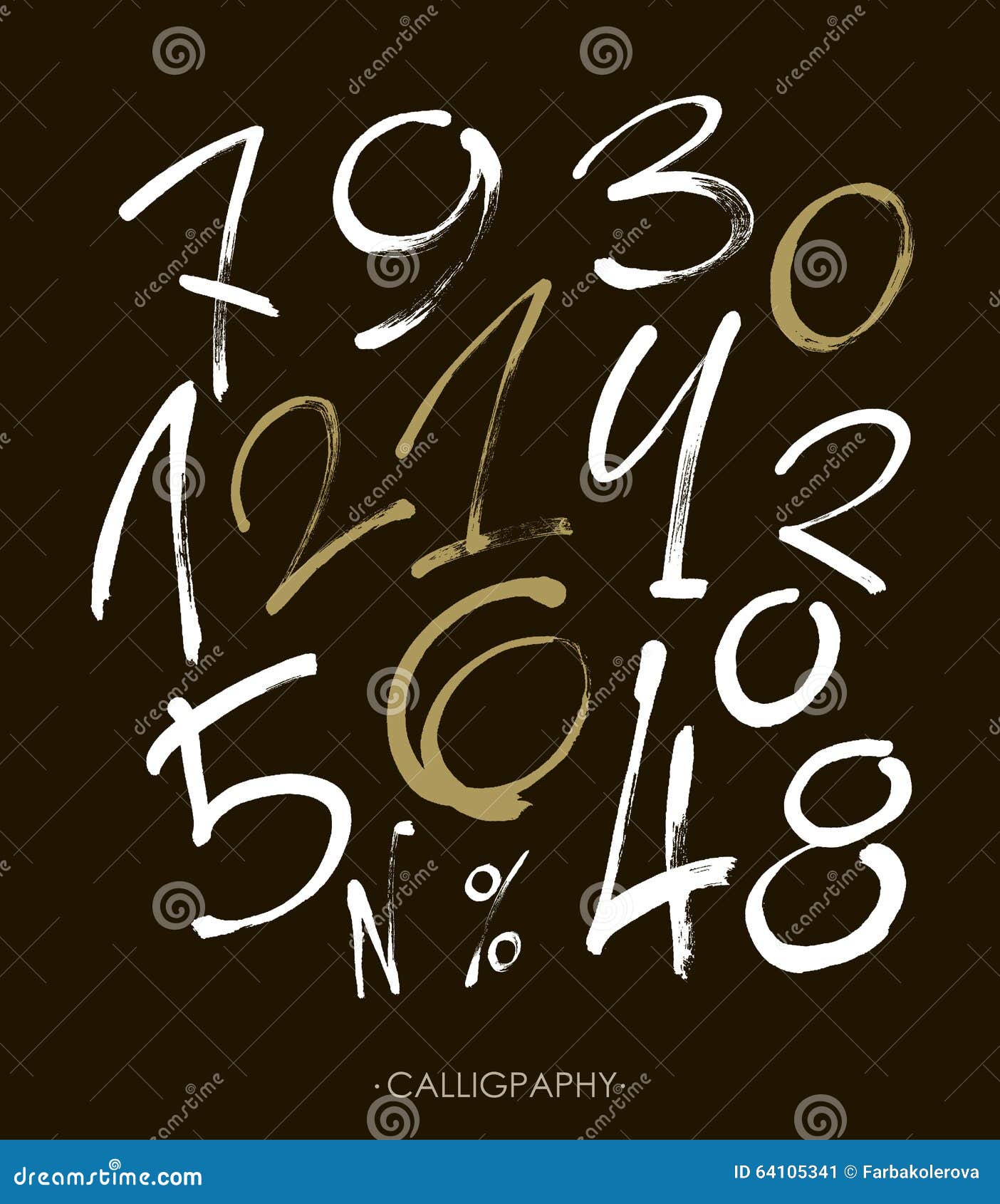 Vector Set of Calligraphic Acrylic or Ink Numbers Stock Vector ...