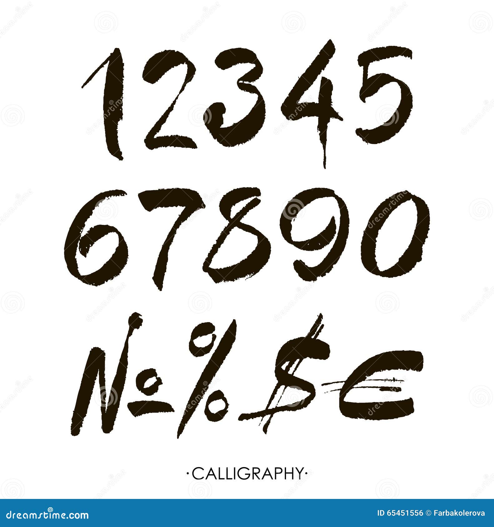 Vector Set of Calligraphic Acrylic or Ink Numbers Stock Vector ...
