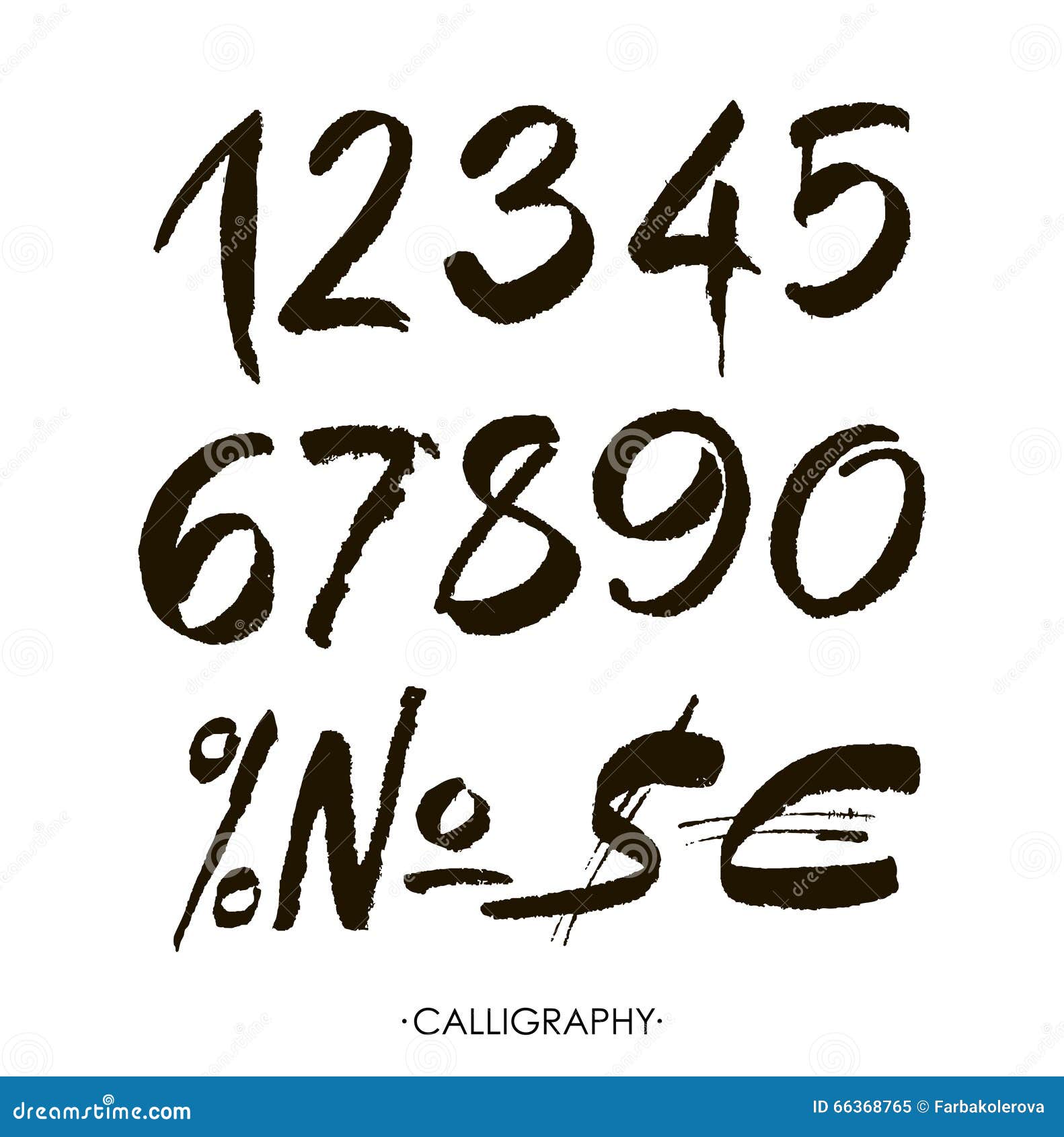 Vector Set of Calligraphic Acrylic or Ink Numbers Stock Vector ...