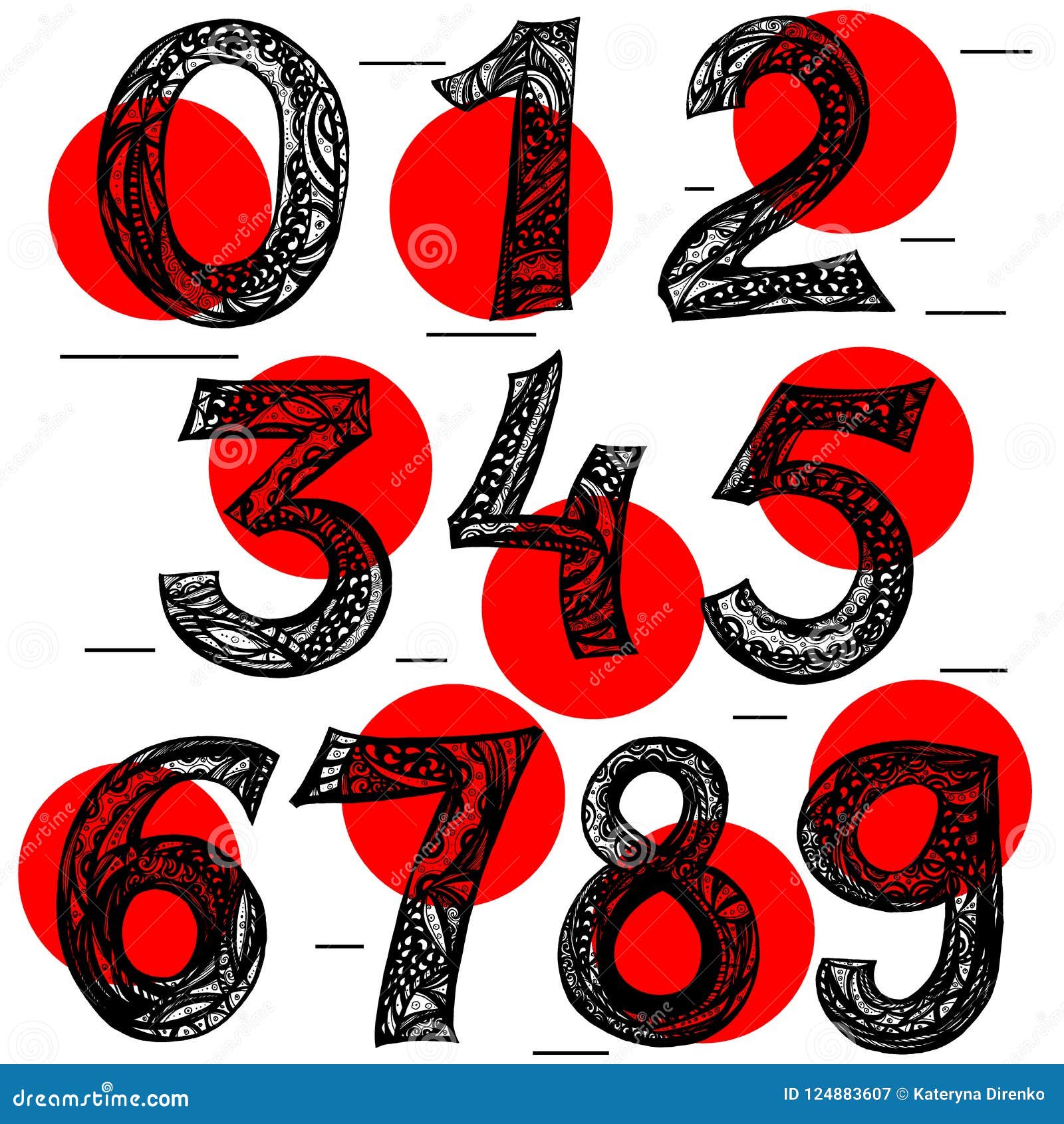 Vector Set of Calligraphic Acrylic or Ink Numbers. ABC for Your Design ...