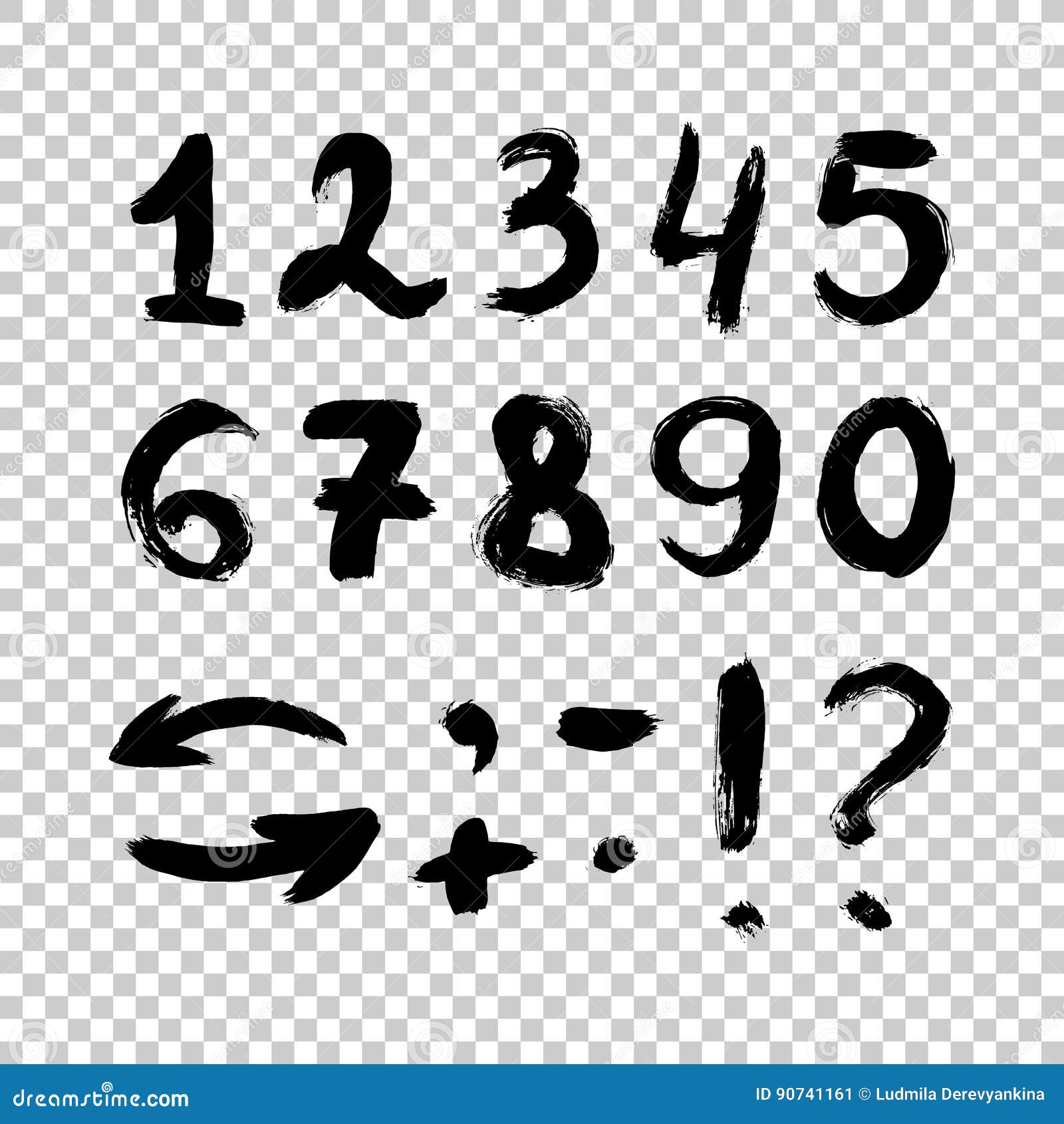 Vector Set of Calligraphic Acrylic or Ink Numbers. Brush Lettering ... Vector Set of Calligraphic Acrylic or Ink Numbers. Brush Lettering ...