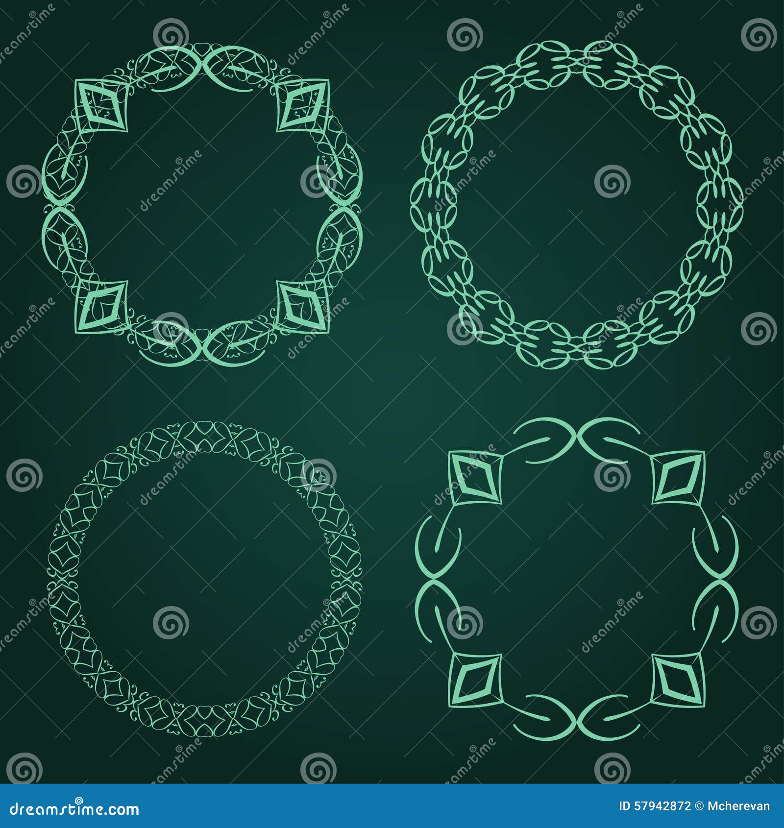 Vector Set of Calligraphic Circle Frames. Vintage Design Elements ...