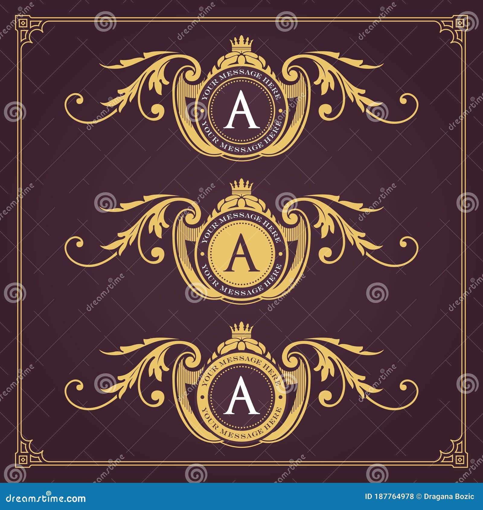 Vector Set of Calligraphic Decorative Monograms and Logos in Vintage ...