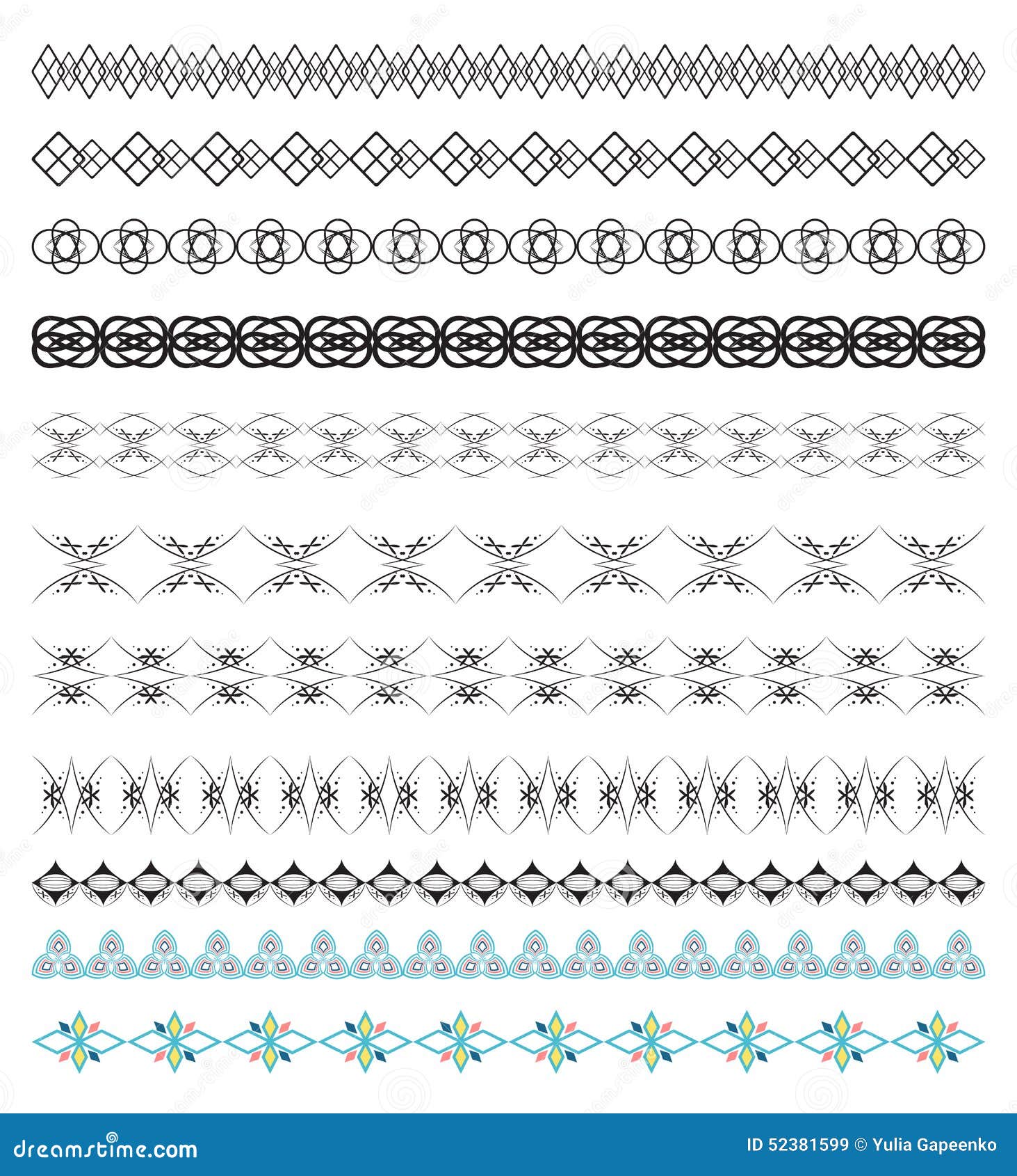 Vector Set of Calligraphic Design Borders Elements Stock Vector ...
