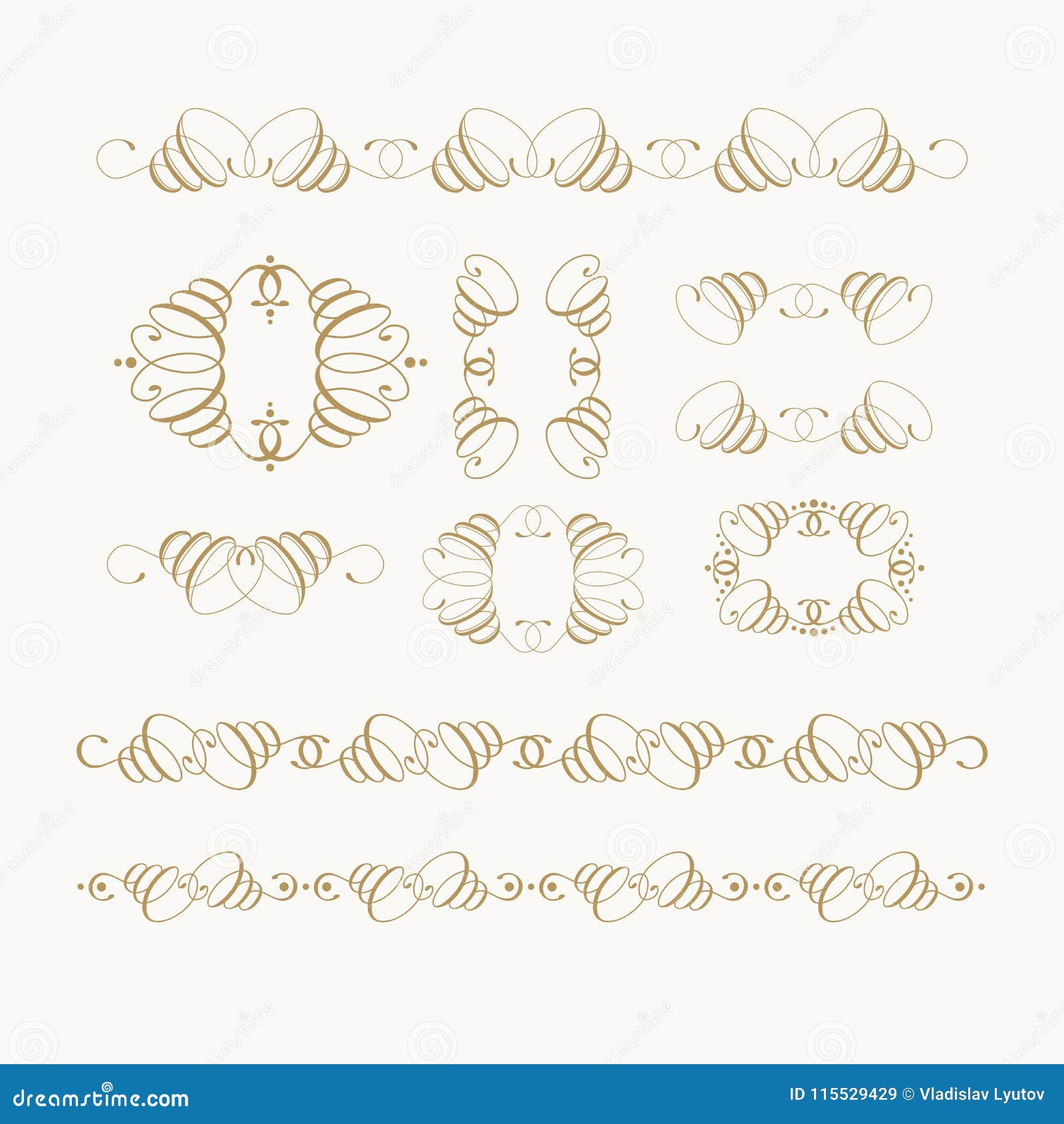 Vector Set of Calligraphic Design Elements and Page Decor. Stock Vector ...
