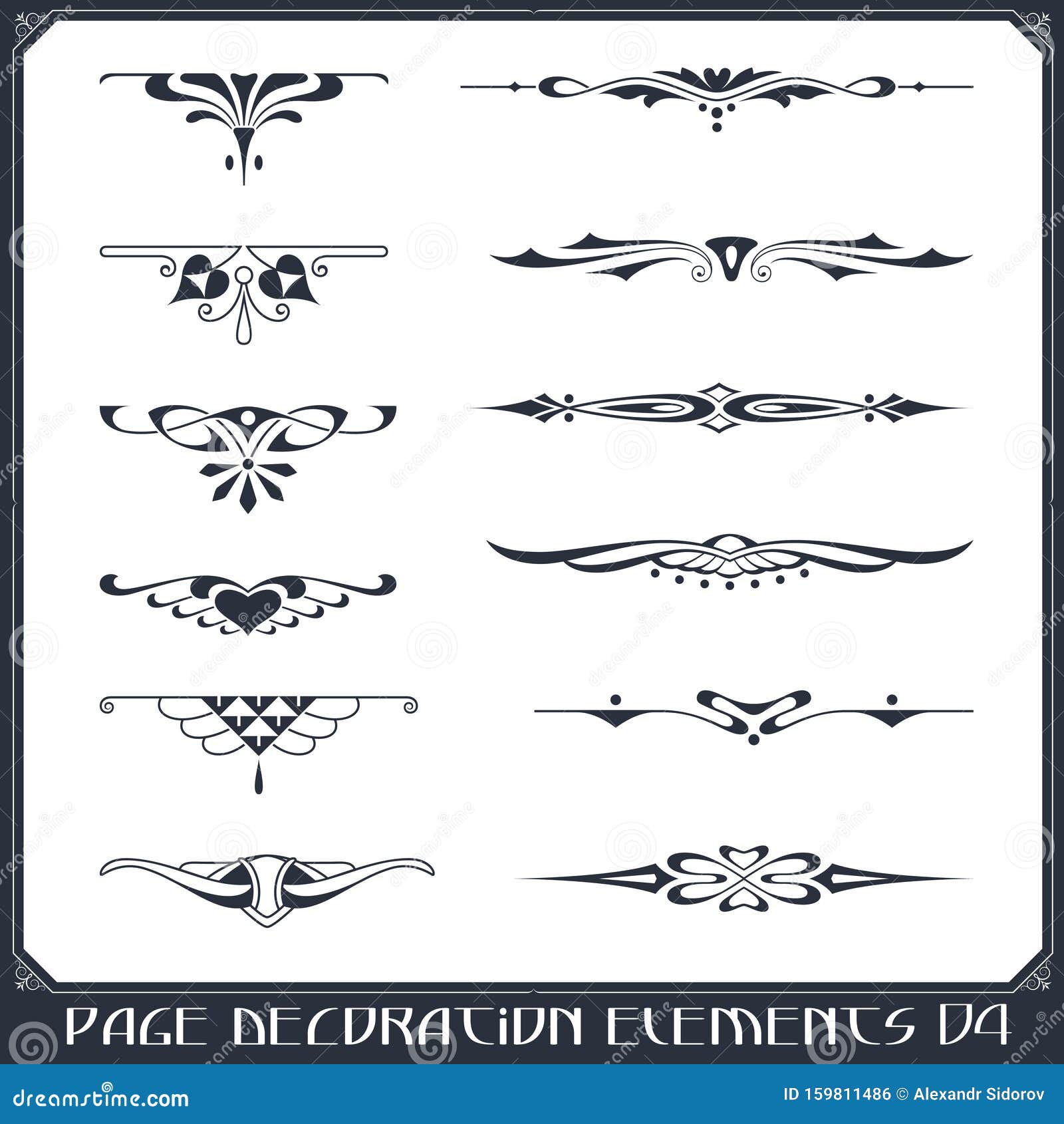 Vector Set of Calligraphic Design Elements and Page Decor Stock Vector ...