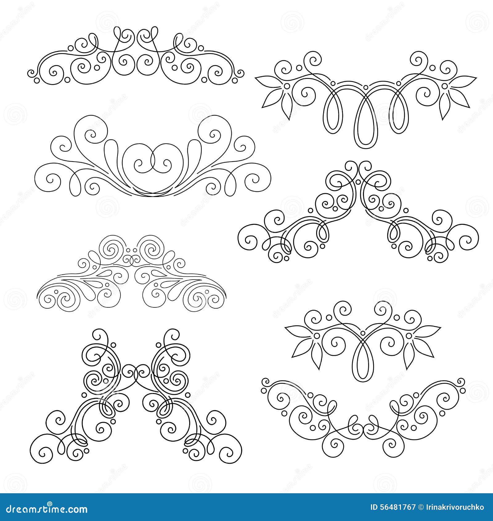 Vector Set of Calligraphic Design Elements and Page Decorations Stock ...