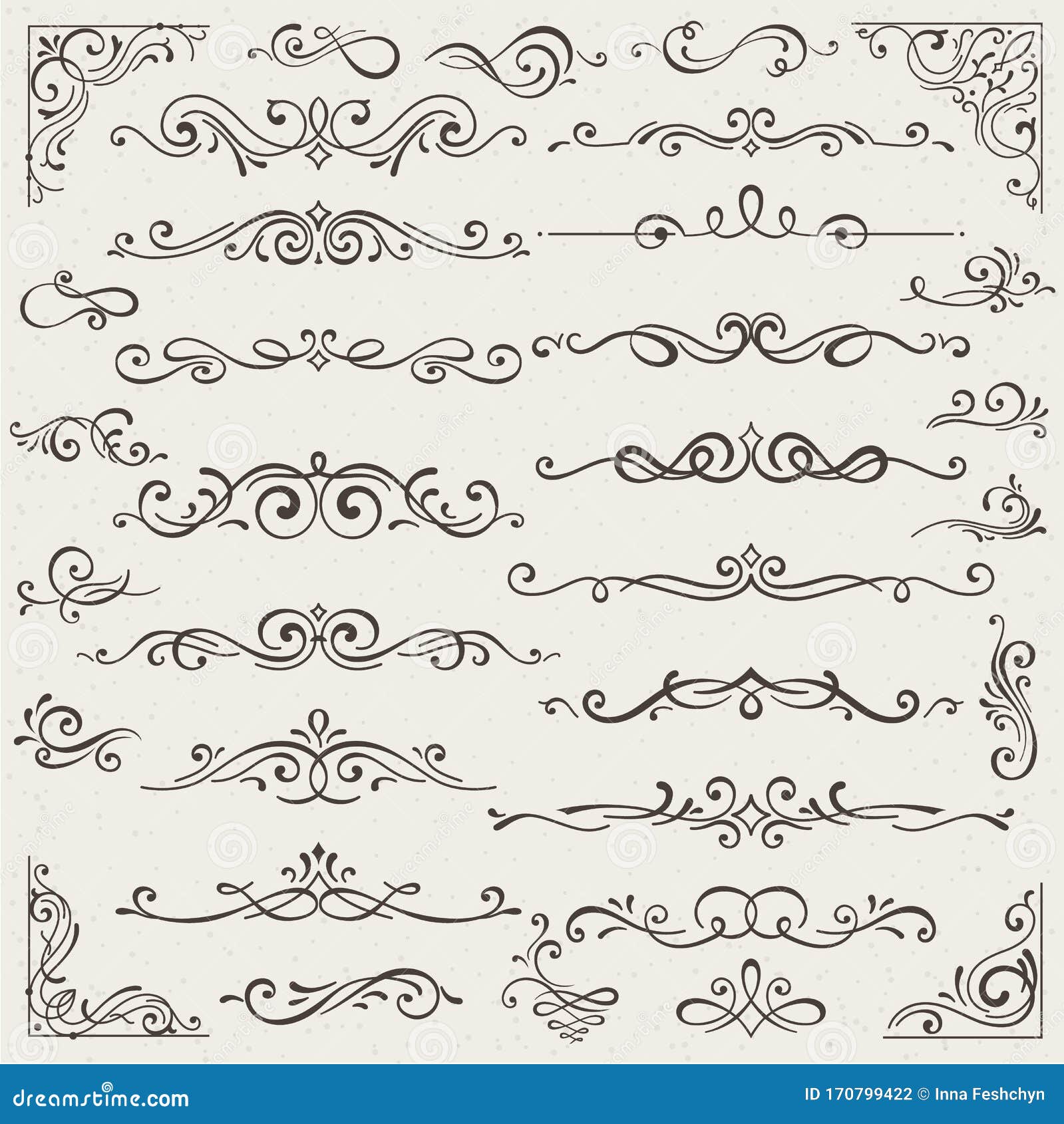 Vector Set of Calligraphic Design Elements and Page Decorations ...