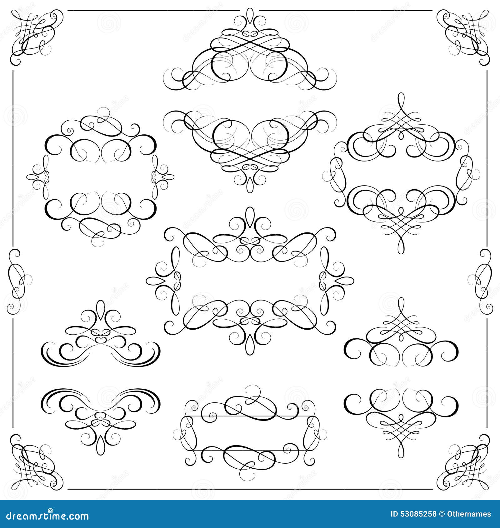 Vector Set - Calligraphic Design Elements Stock Vector - Illustration ...