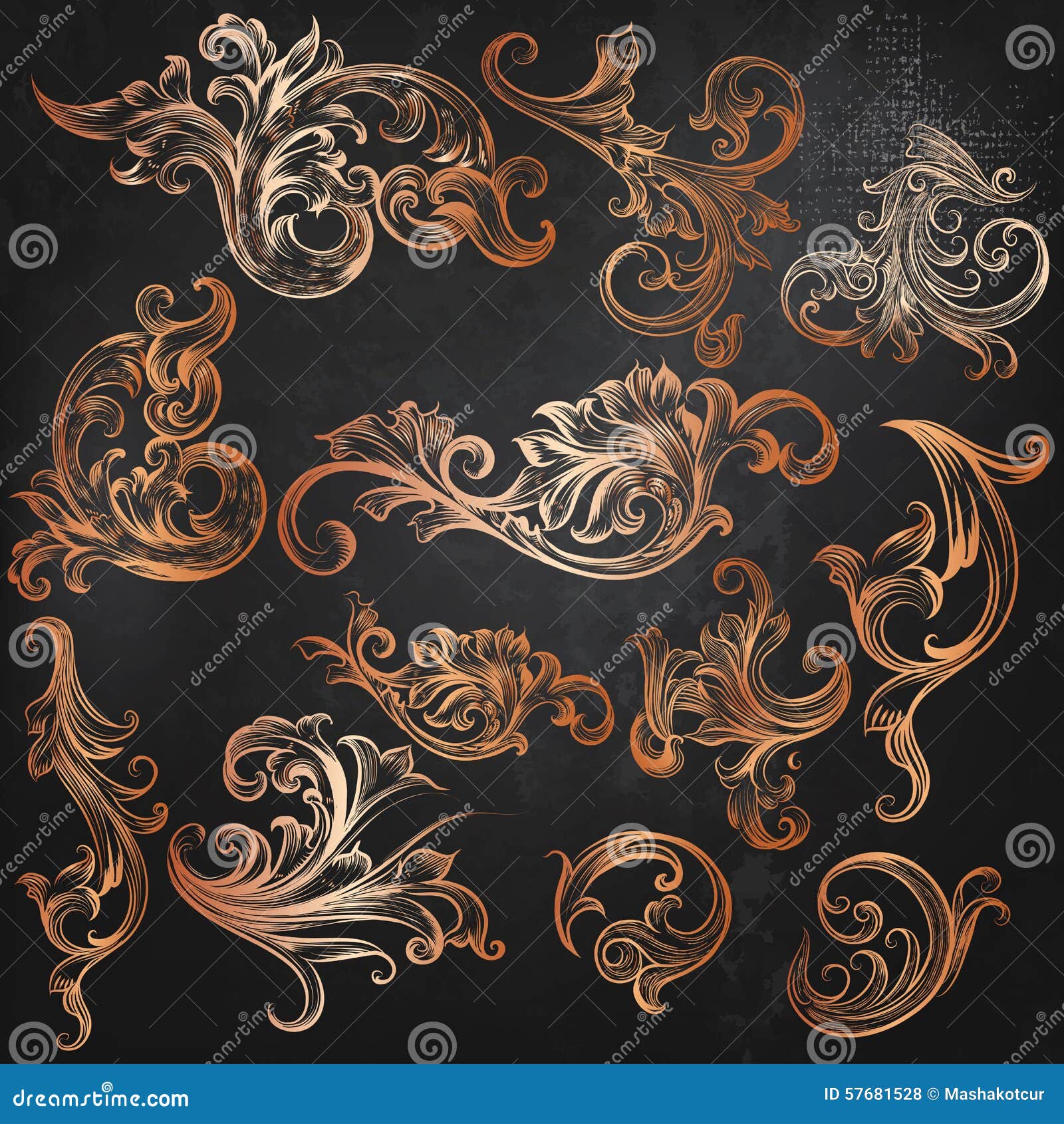 Vector Set of Calligraphic Elements for Design. Calligraphic Vec Stock ...