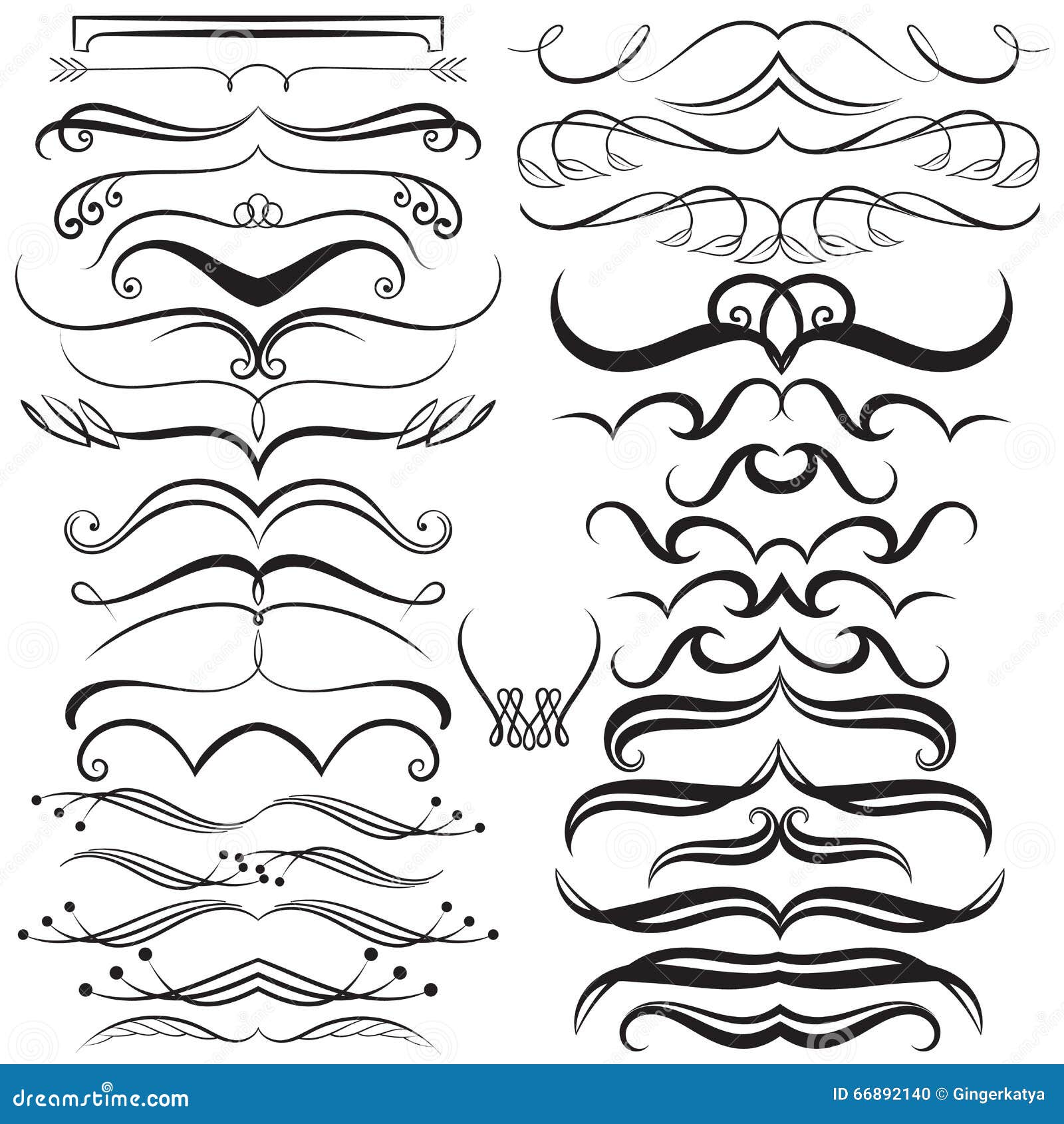 Vector Set of Calligraphic Elements for Design. Decorative Swirls ...
