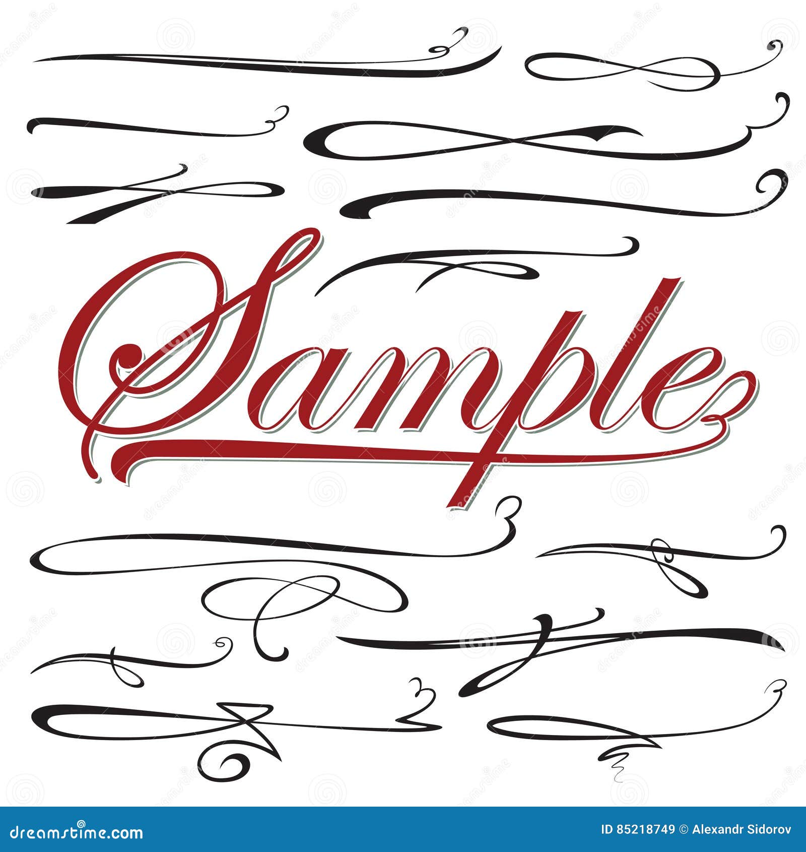 Vector Set of Calligraphic Elements for Design Inscriptions Stock ...
